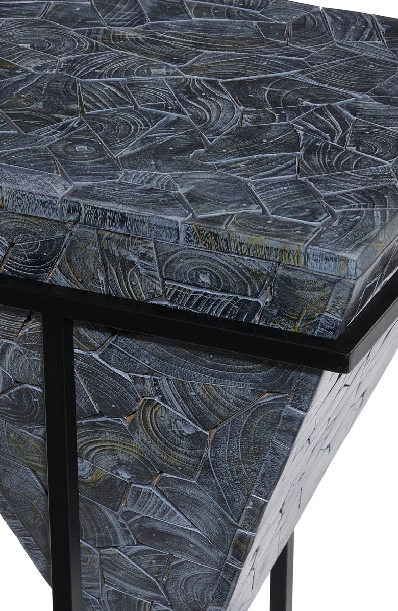 GINGER BIRCH STUDIO Gray Teak Wood Contemporary Accent Table with Black ...