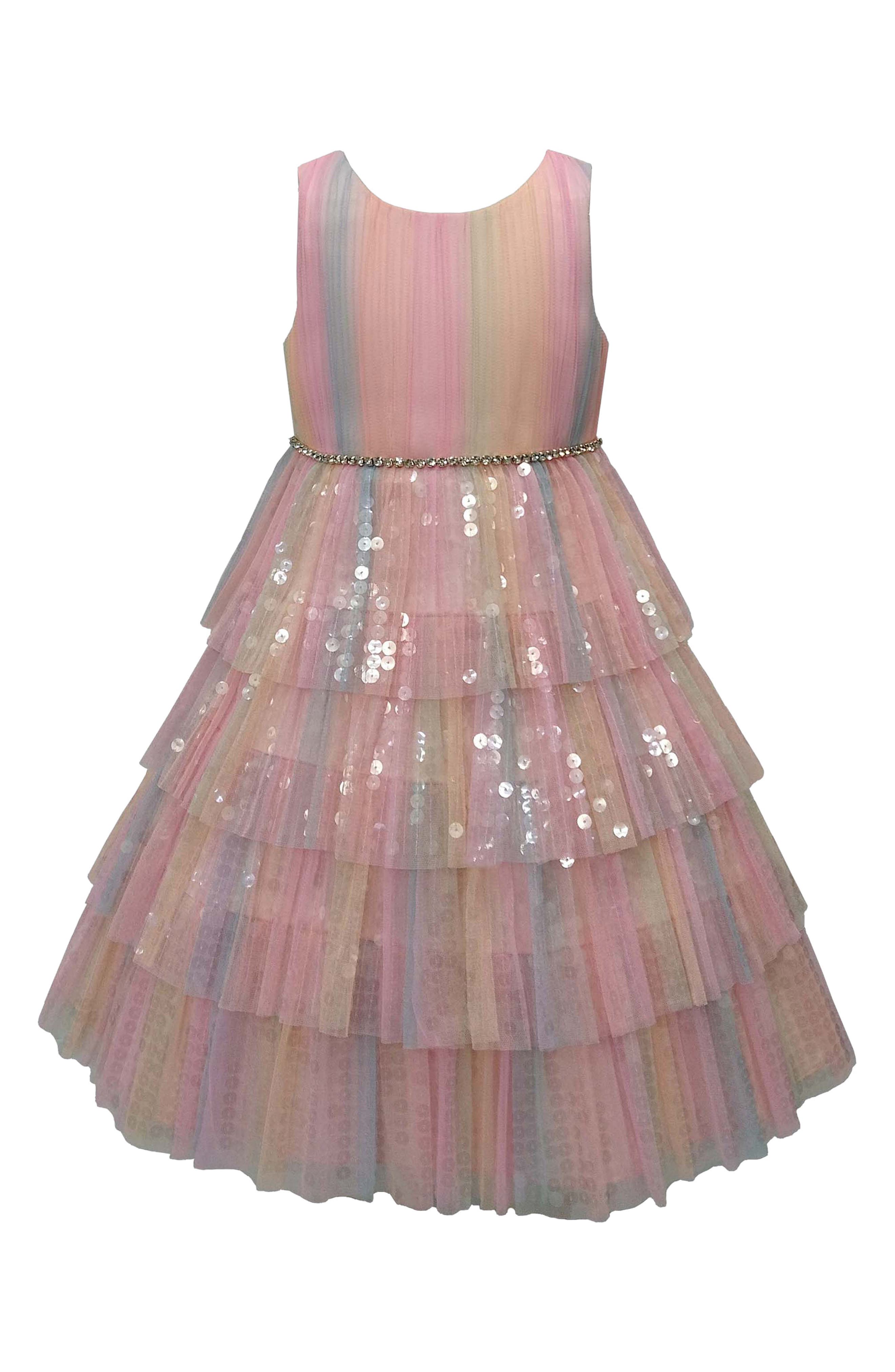 AMERICAN PRINCESS Kids' Ruffle Tiered Sequin Party Dress | Nordstromrack
