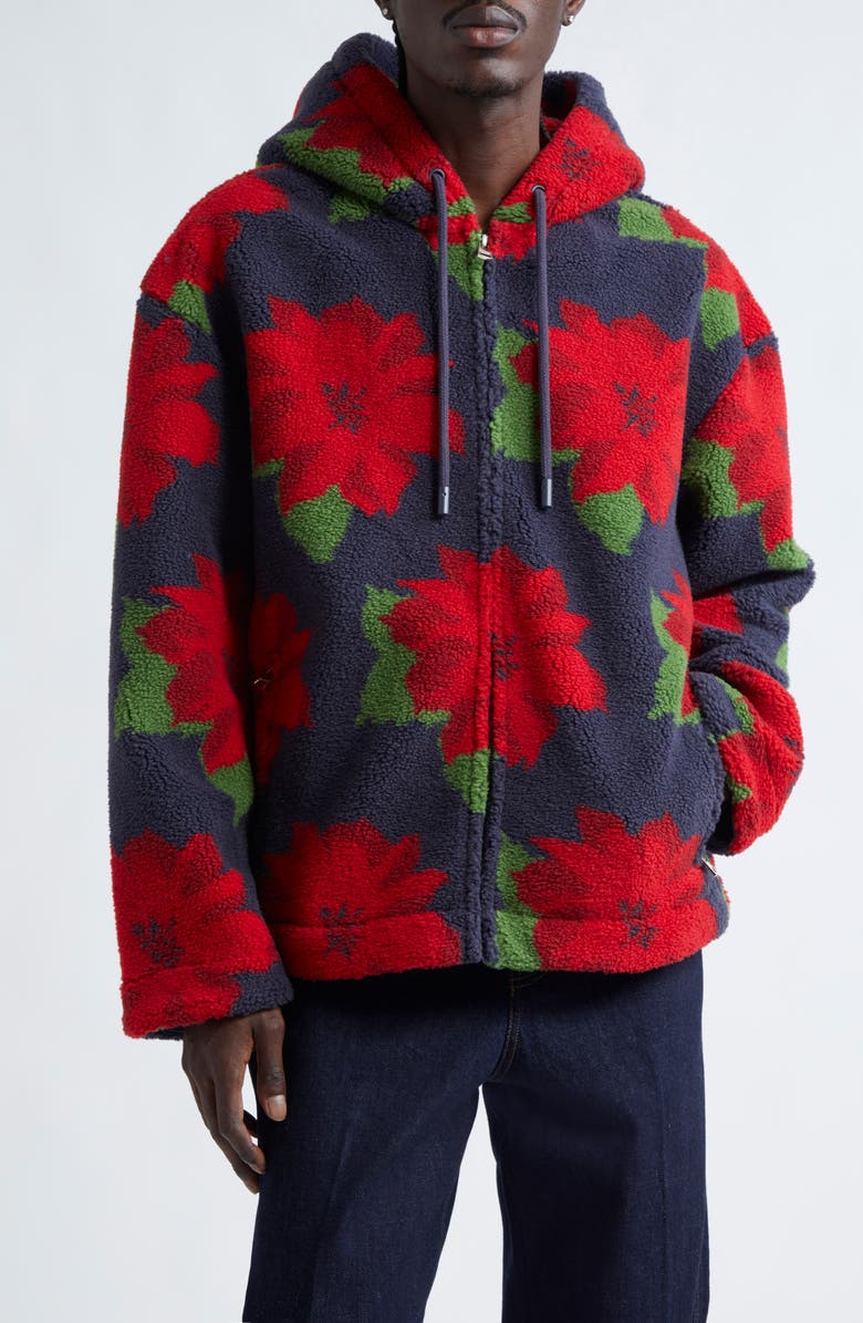 JW Anderson Floral Jacquard Hooded Fleece Jacket | Nordstromrack