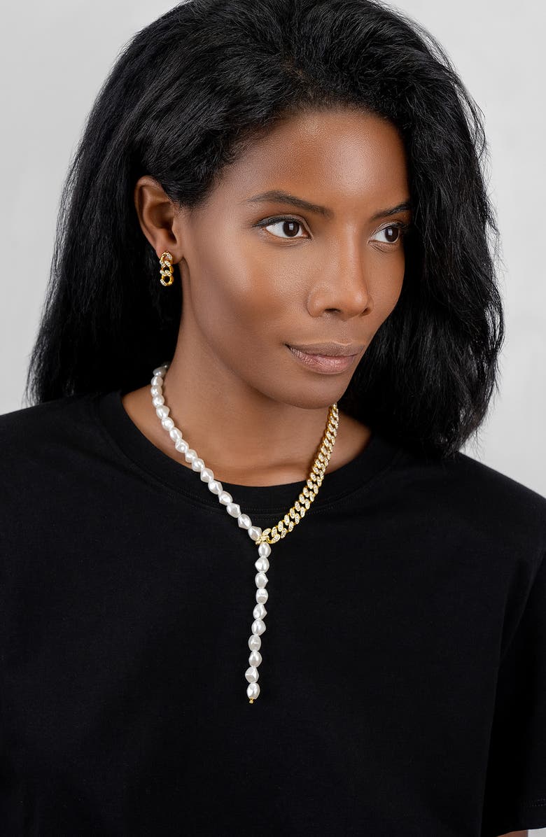 Adornia Imitation Pearl & Pavé CZ Curb Chain Y-Necklace | Nordstromrack