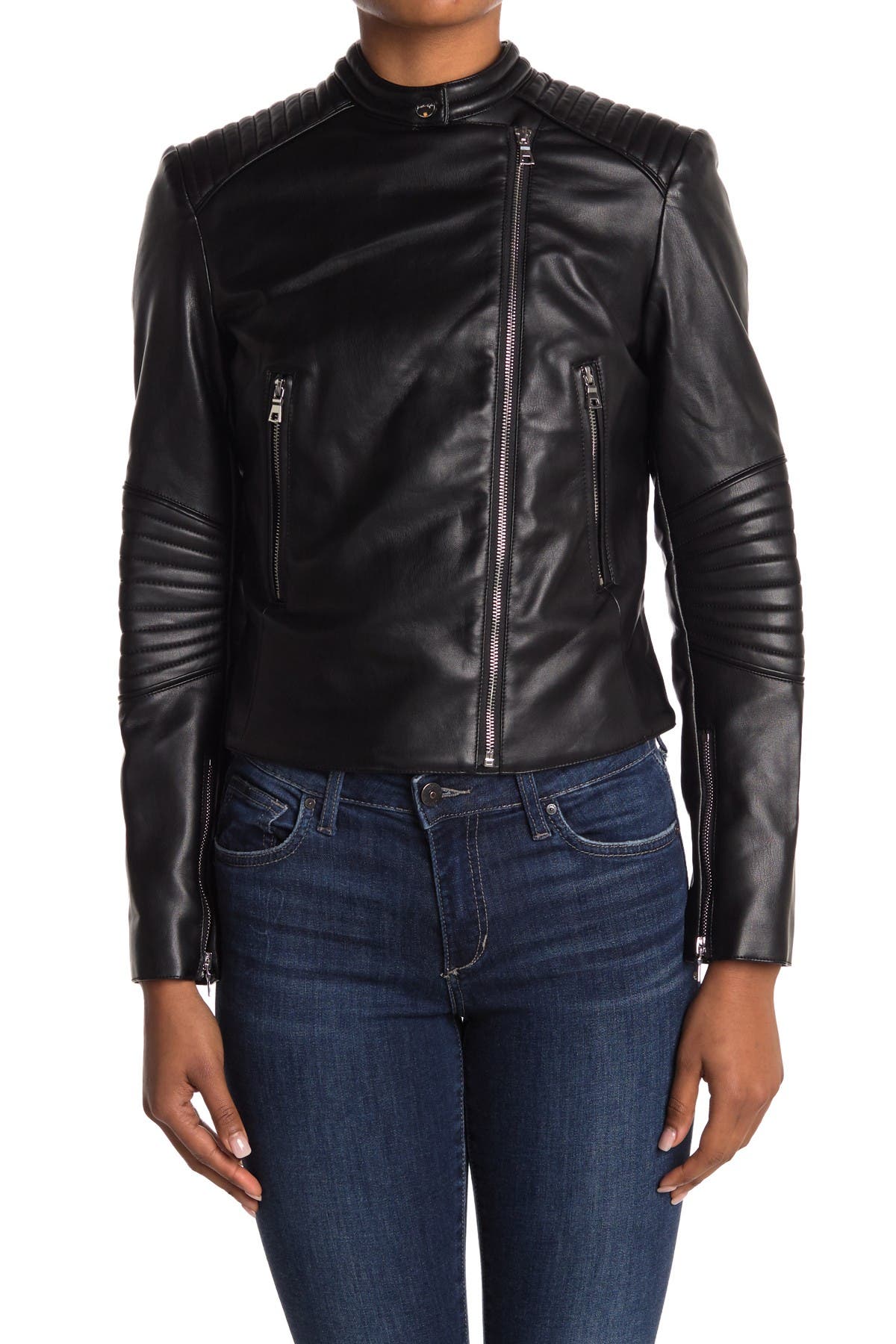 KENDALL + KYLIE Faux Leather Asymmetrical Zip Jacket | Nordstromrack