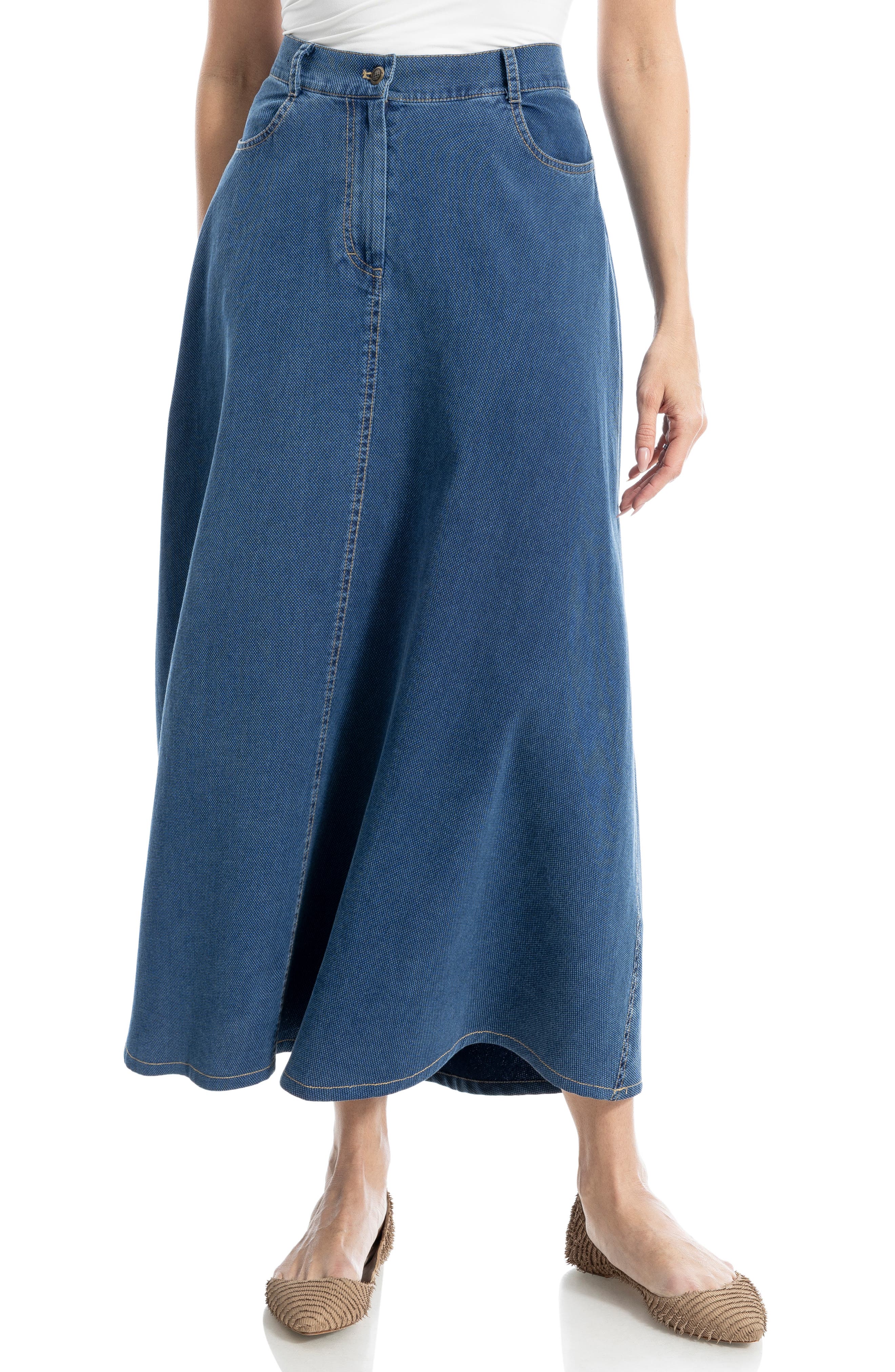 MAX STUDIO Piqué A-Line Maxi Skirt | Nordstromrack
