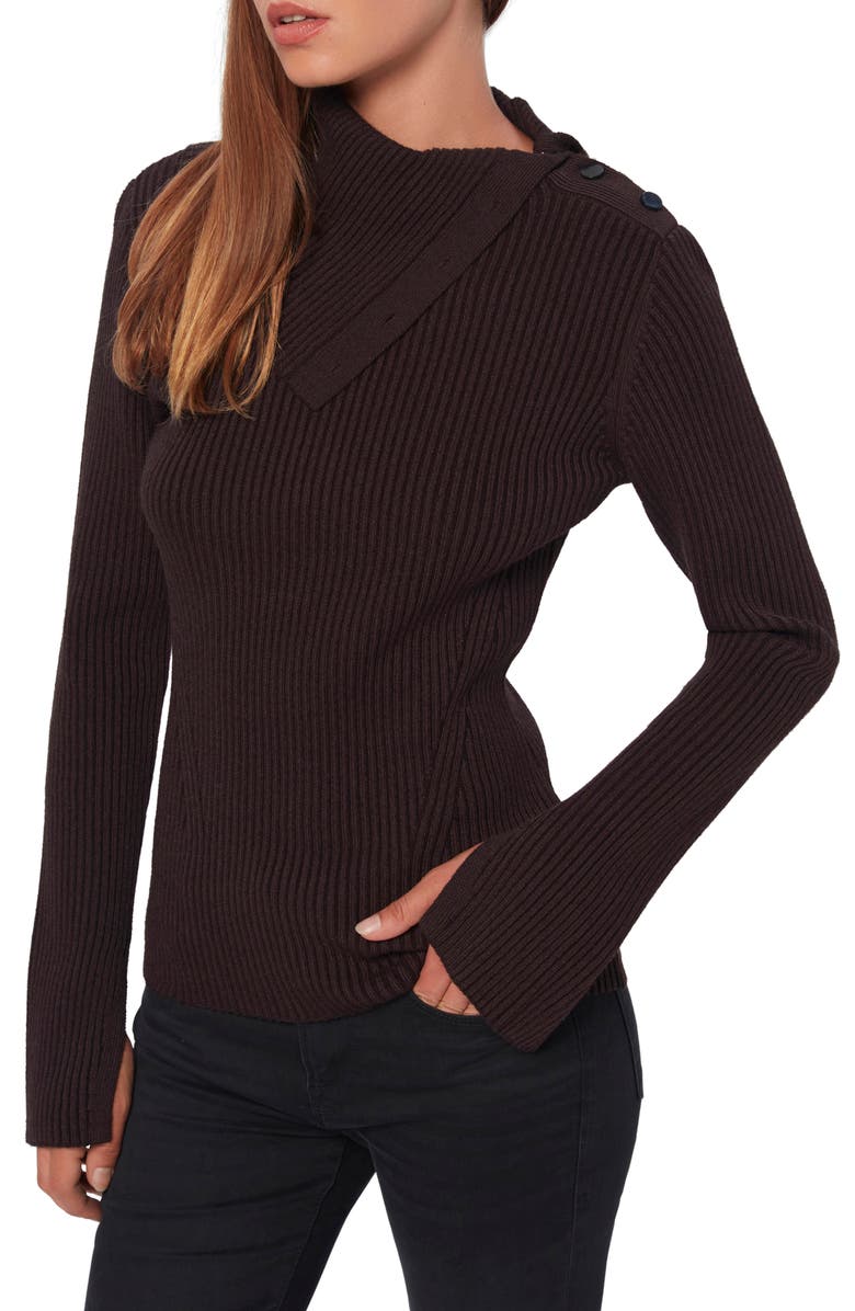 Equipment Rowanne Folded Neck Wool Blend Rib Sweater | Nordstrom