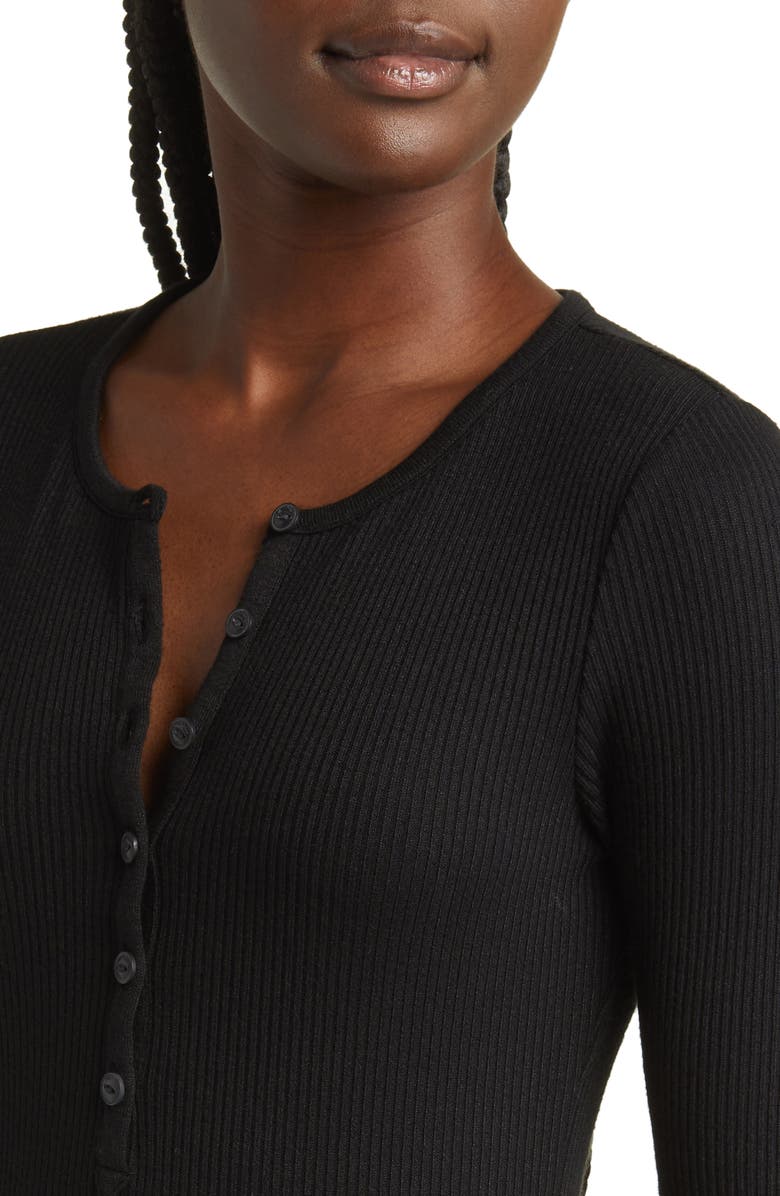 rag & bone The Knit Rib Long Sleeve Henley Dress | Nordstromrack