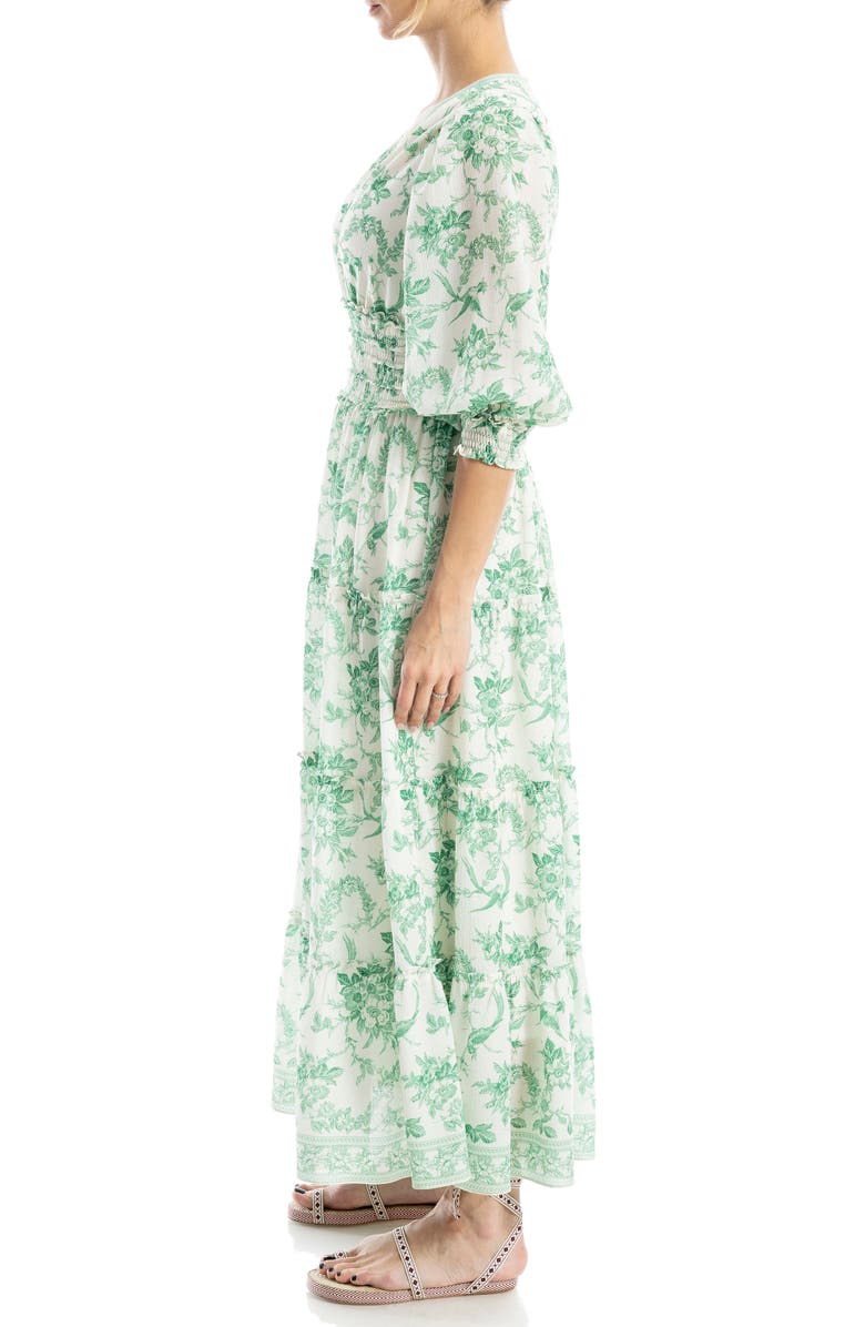 MAX STUDIO Floral Balloon Sleeve Tiered Maxi Dress | Nordstromrack