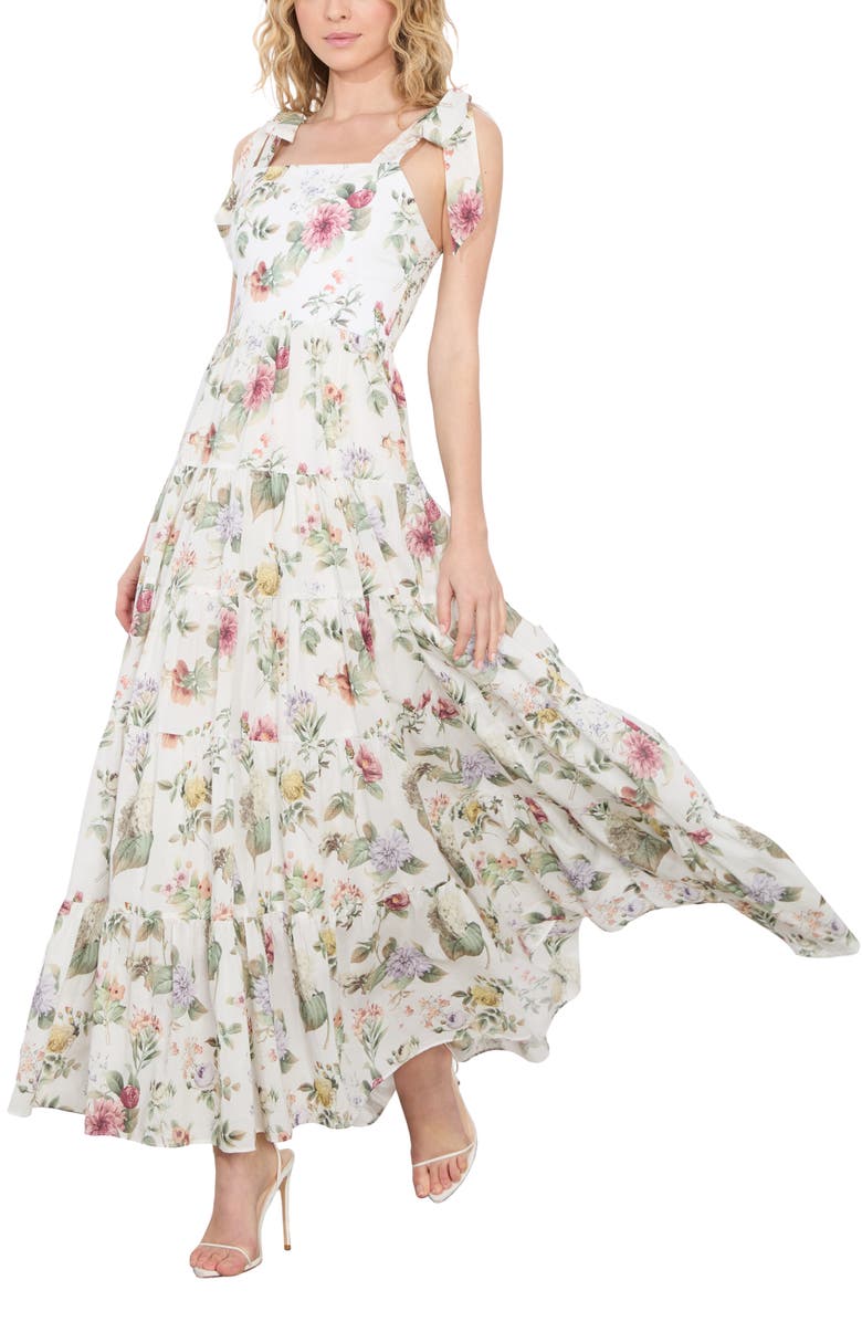 Alice + Olivia Monnie Print Tie Strap Ruffle Hem Maxi Dress | Nordstromrack