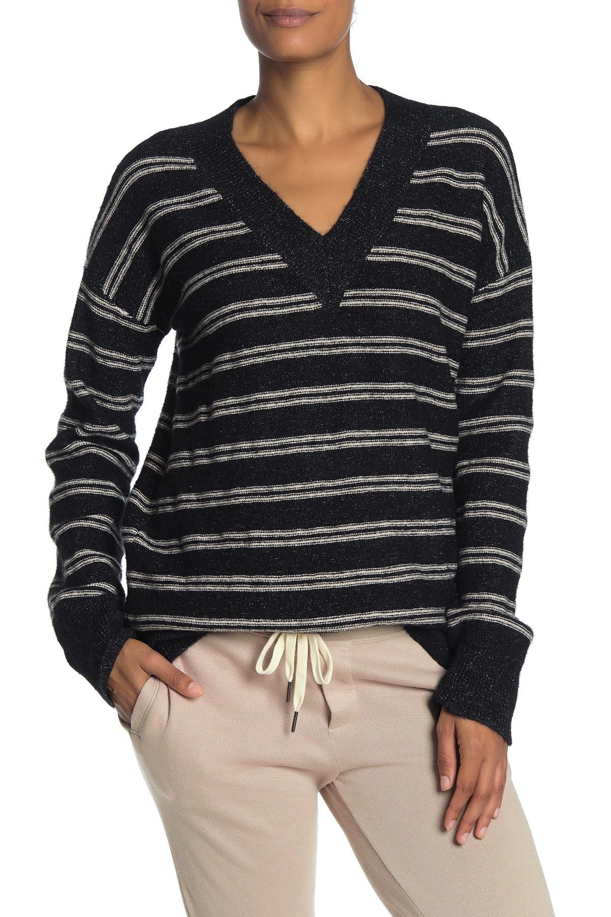 n:PHILANTHROPY Dune V-Neck Stripe Print Sweater | Nordstromrack