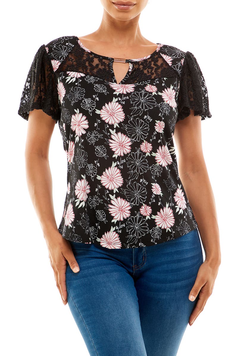 Adrienne Vittadini Lace Keyhole Yoke Top | Nordstromrack