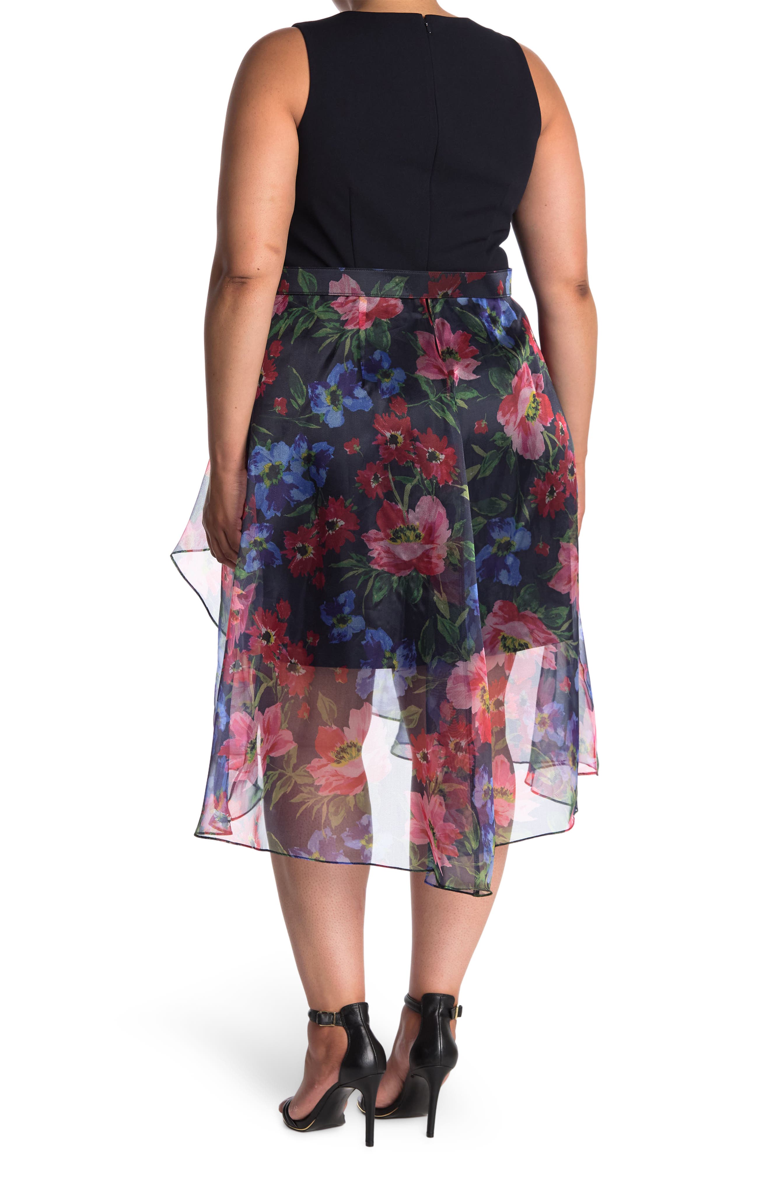 Eliza J Crepe Top w/ Floral Skirt Dress | Nordstromrack