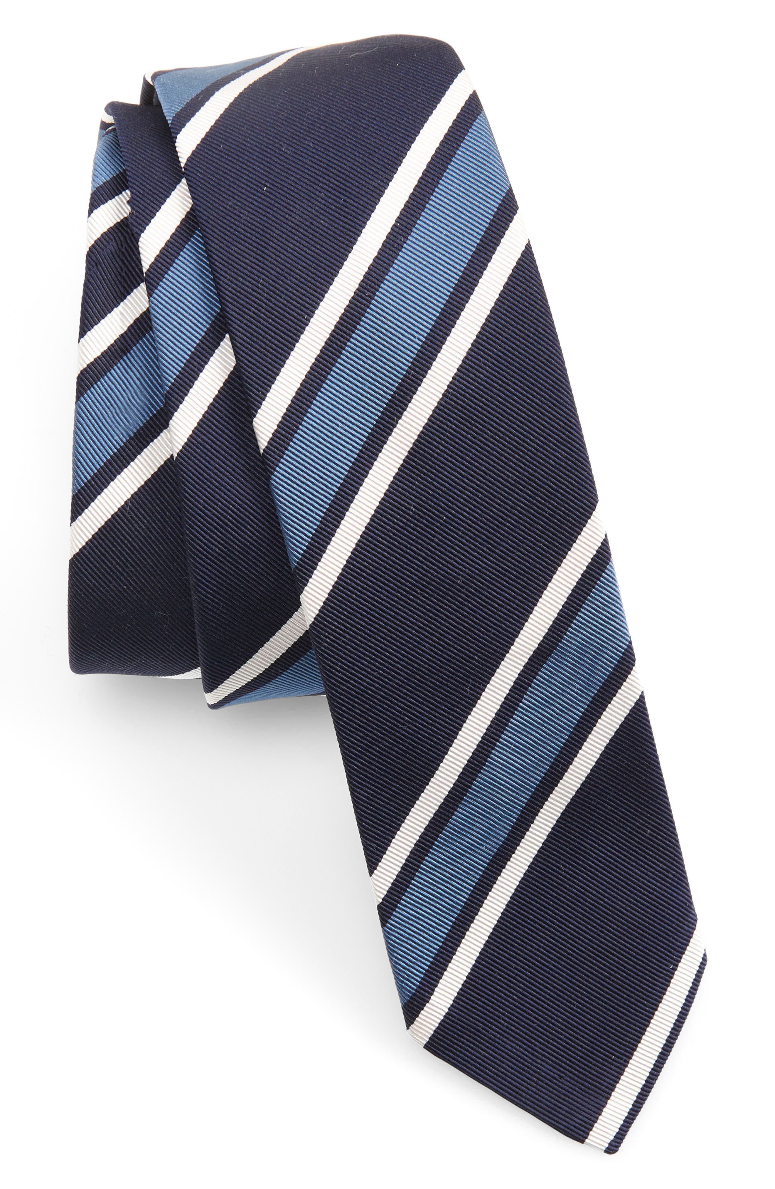 Thom Browne Repp Stripe Silk & Cotton Tie | Nordstromrack