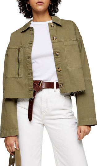 Topshop Jones Crop Utility Shirt Jacket | Nordstrom