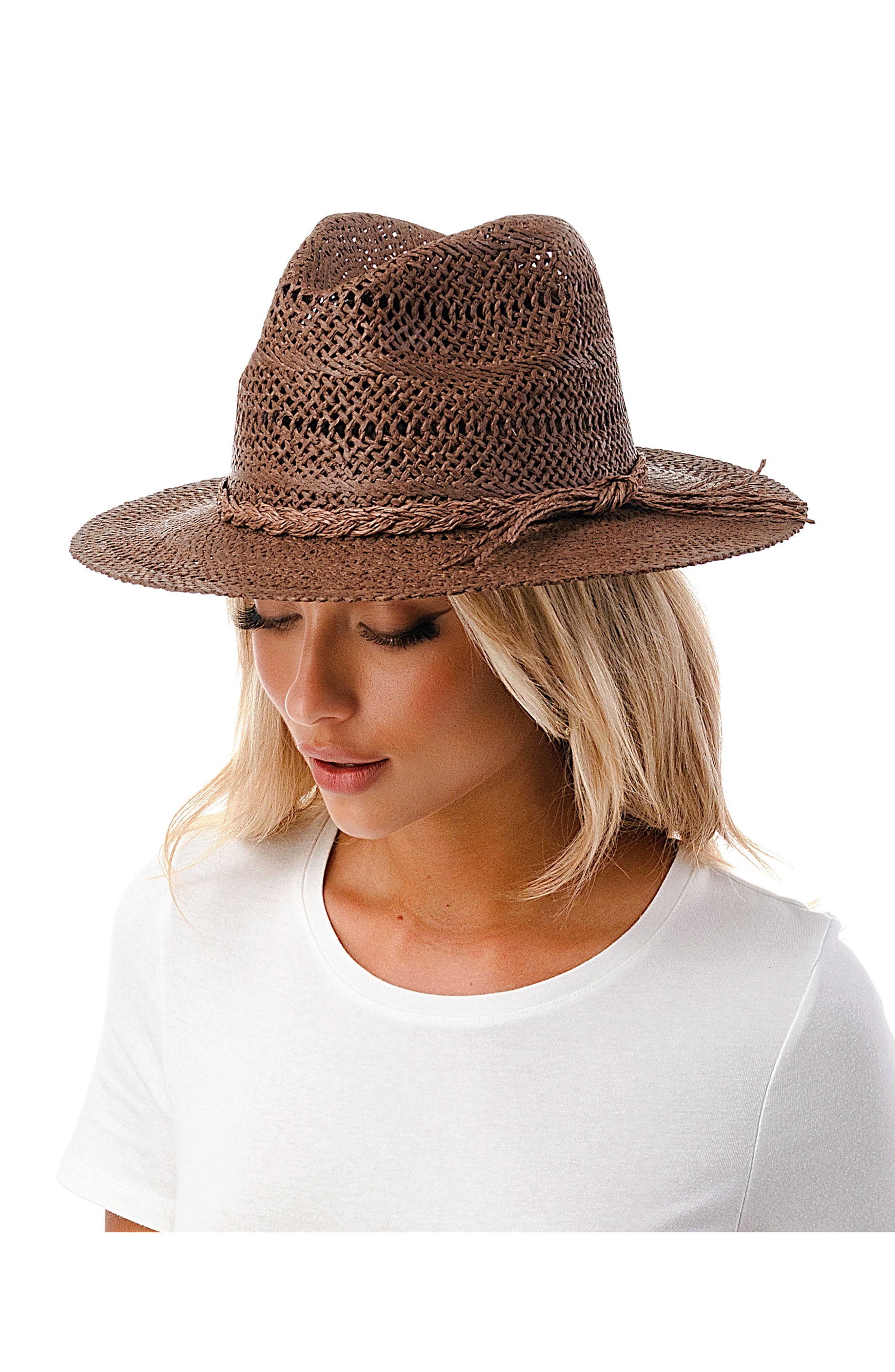 MARCUS ADLER Braided Trim Straw Hat | Nordstromrack