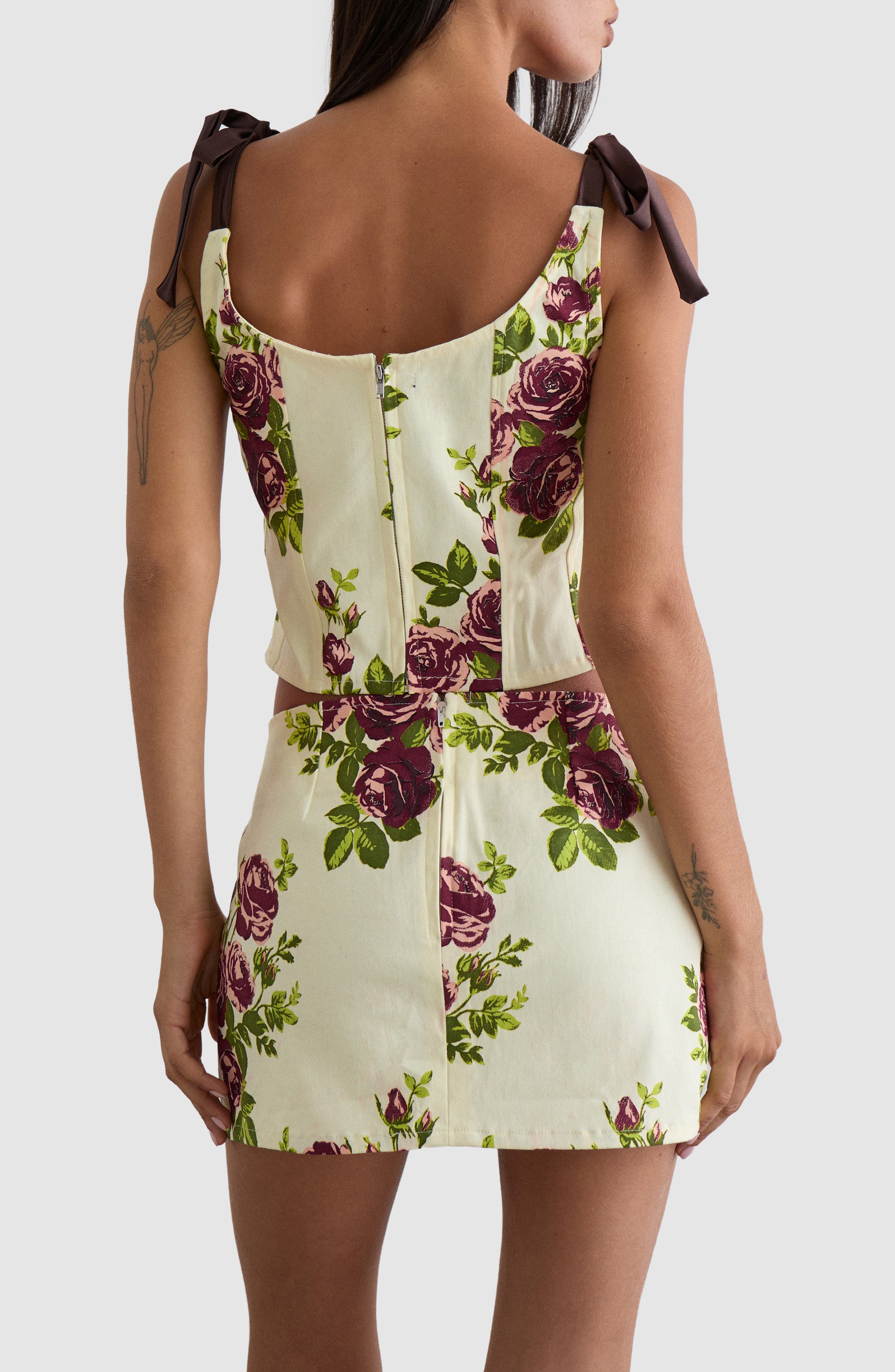 Motel Pravara Floral Stretch Cotton Miniskirt | Nordstromrack