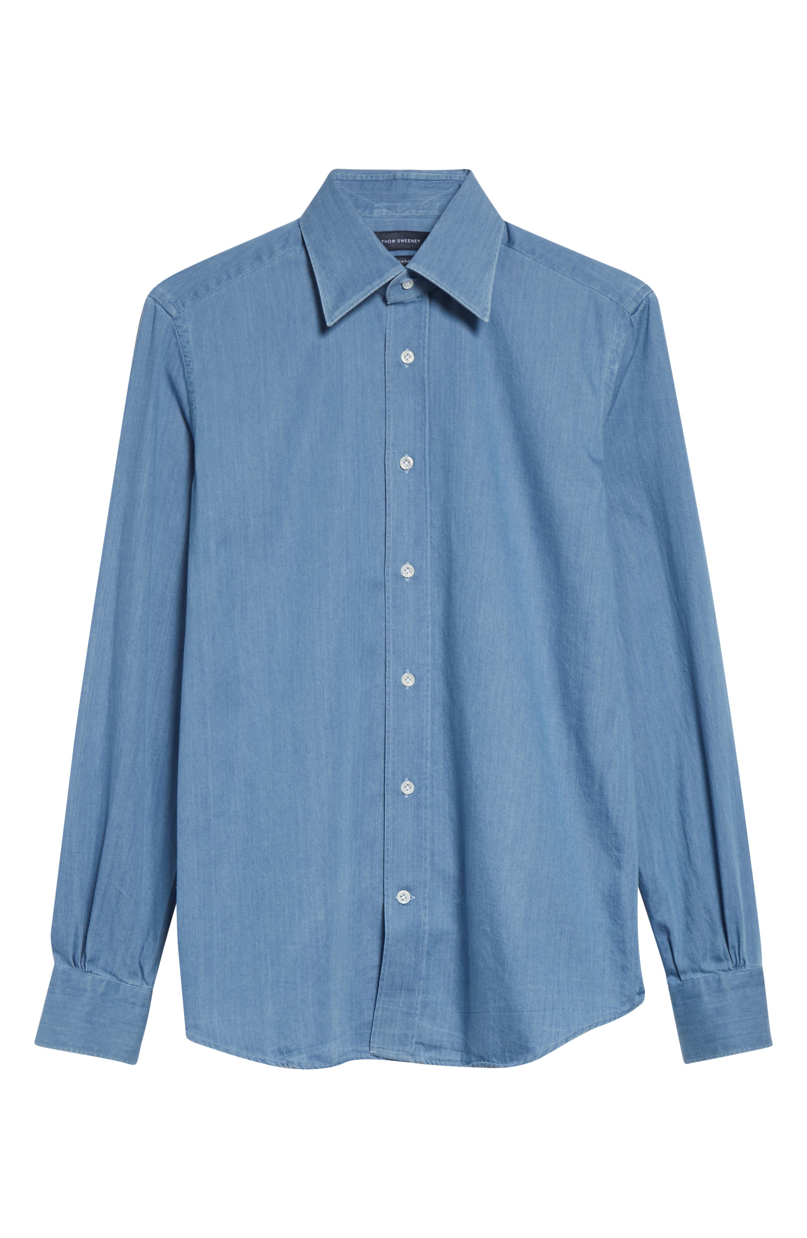 Thom Sweeney Lecce Point Collar Denim Button-Up Shirt | Nordstrom
