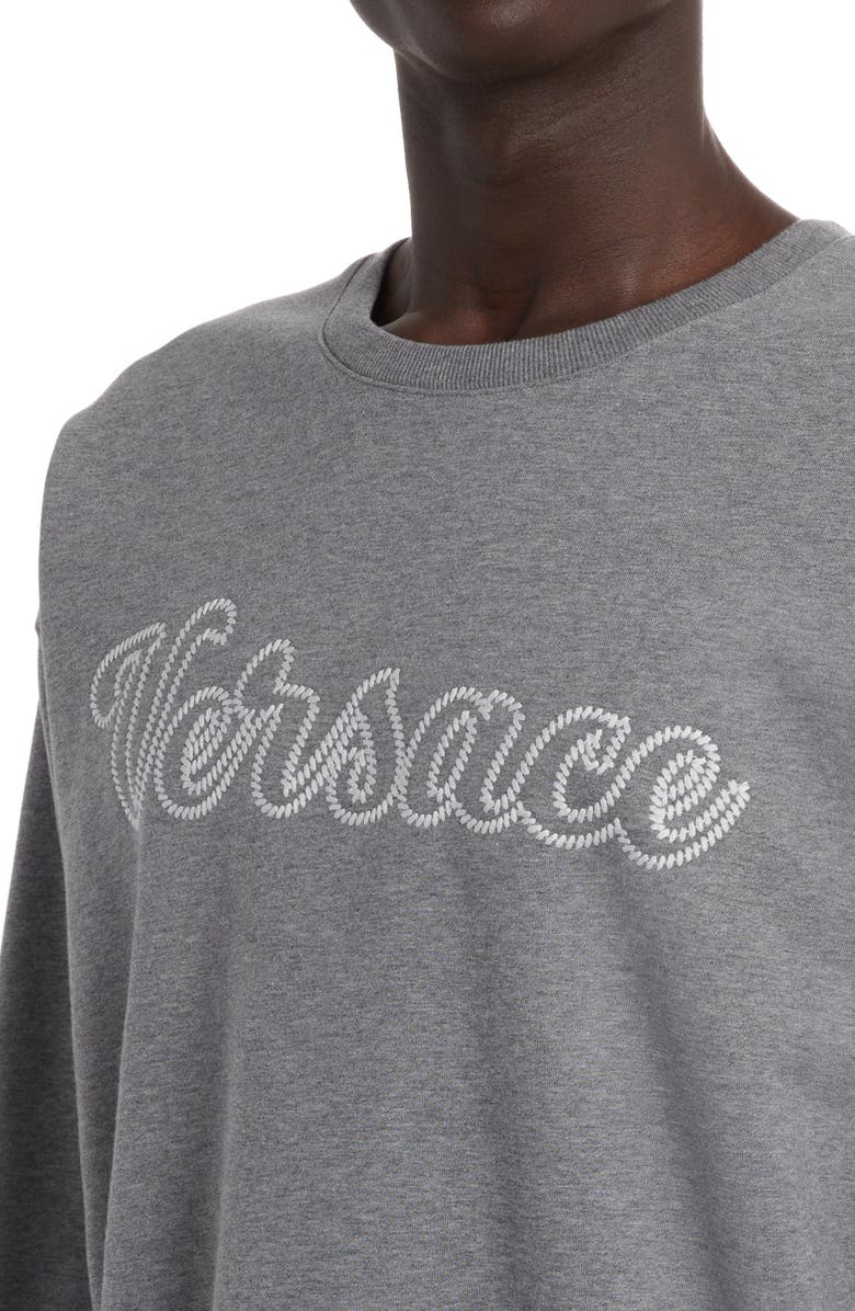 Versace Whipstitch Varsity Logo Fleece Lined Cotton Sweatshirt ...