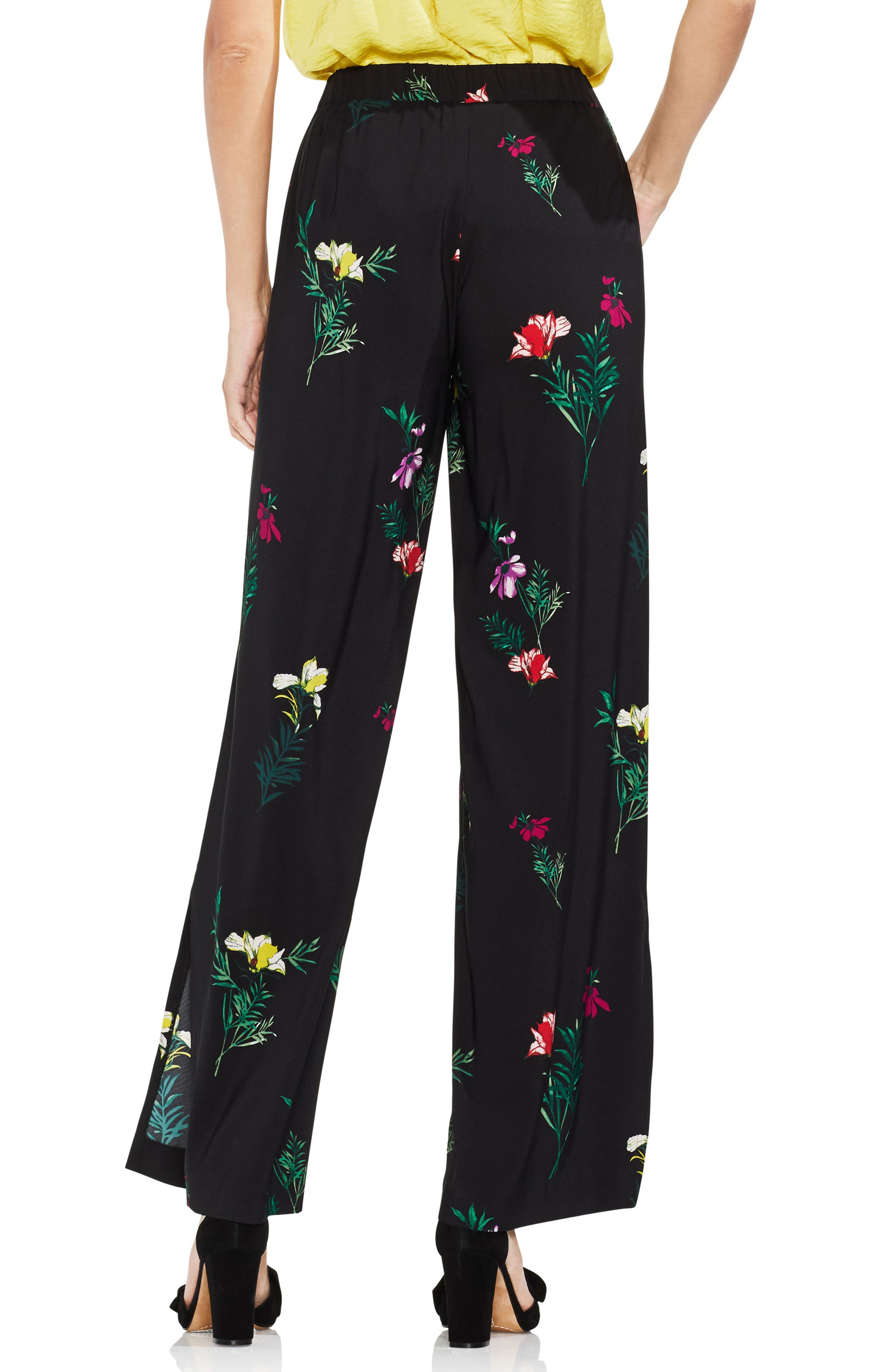 Vince Camuto Tropical Garden Bouquet Side Slit Wide Leg Pants ...