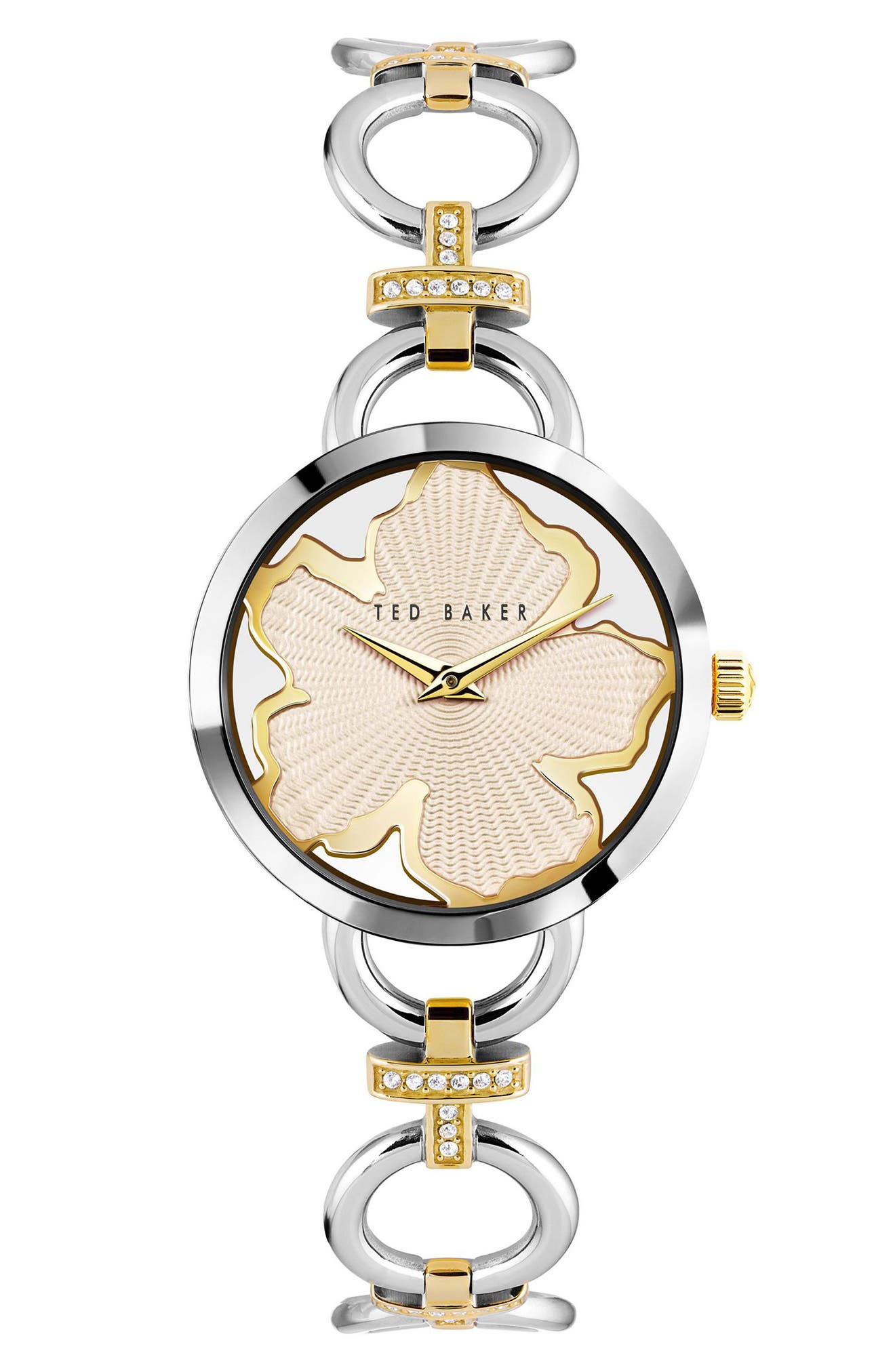 Ted Baker Crystal Two-Tone Bracelet Watch, 28mm | Nordstromrack