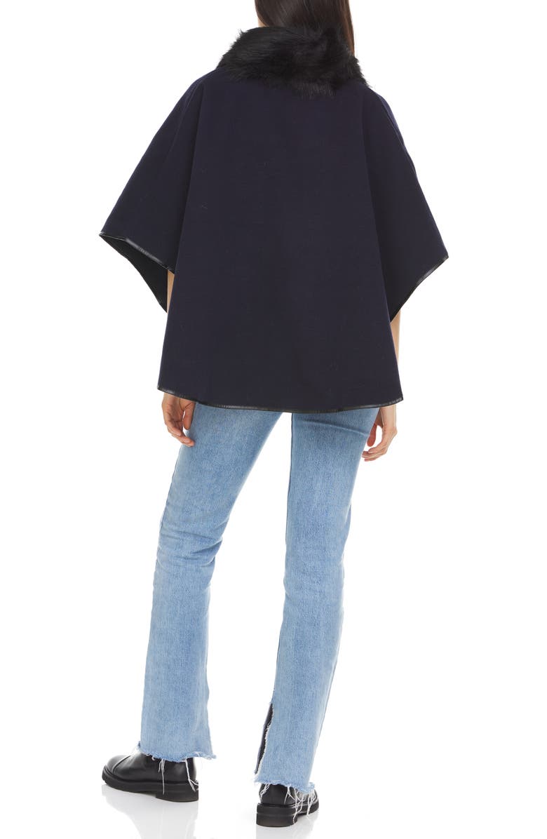 Laundry by Shelli Segal Faux Fur Trim Woven Cape | Nordstromrack