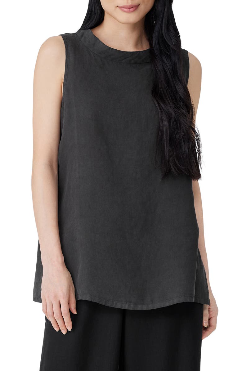 Eileen Fisher Sleeveless Mock Neck Linen Tunic Top | Nordstromrack