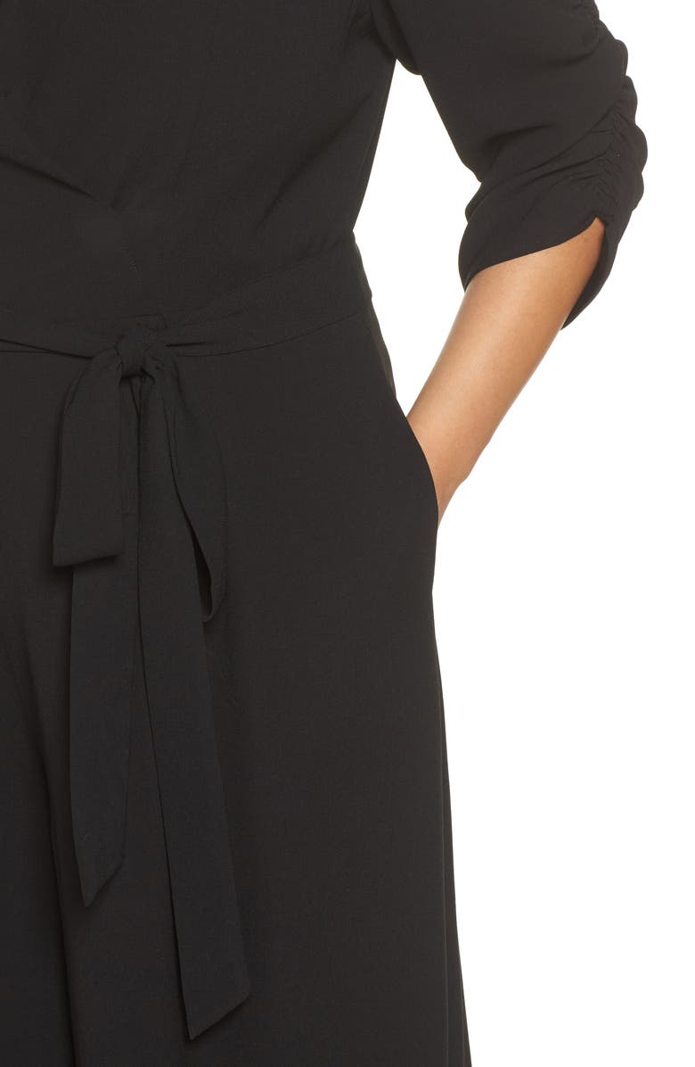 Eliza J Surplice Ruched Sleeve Wide Leg Jumpsuit | Nordstromrack