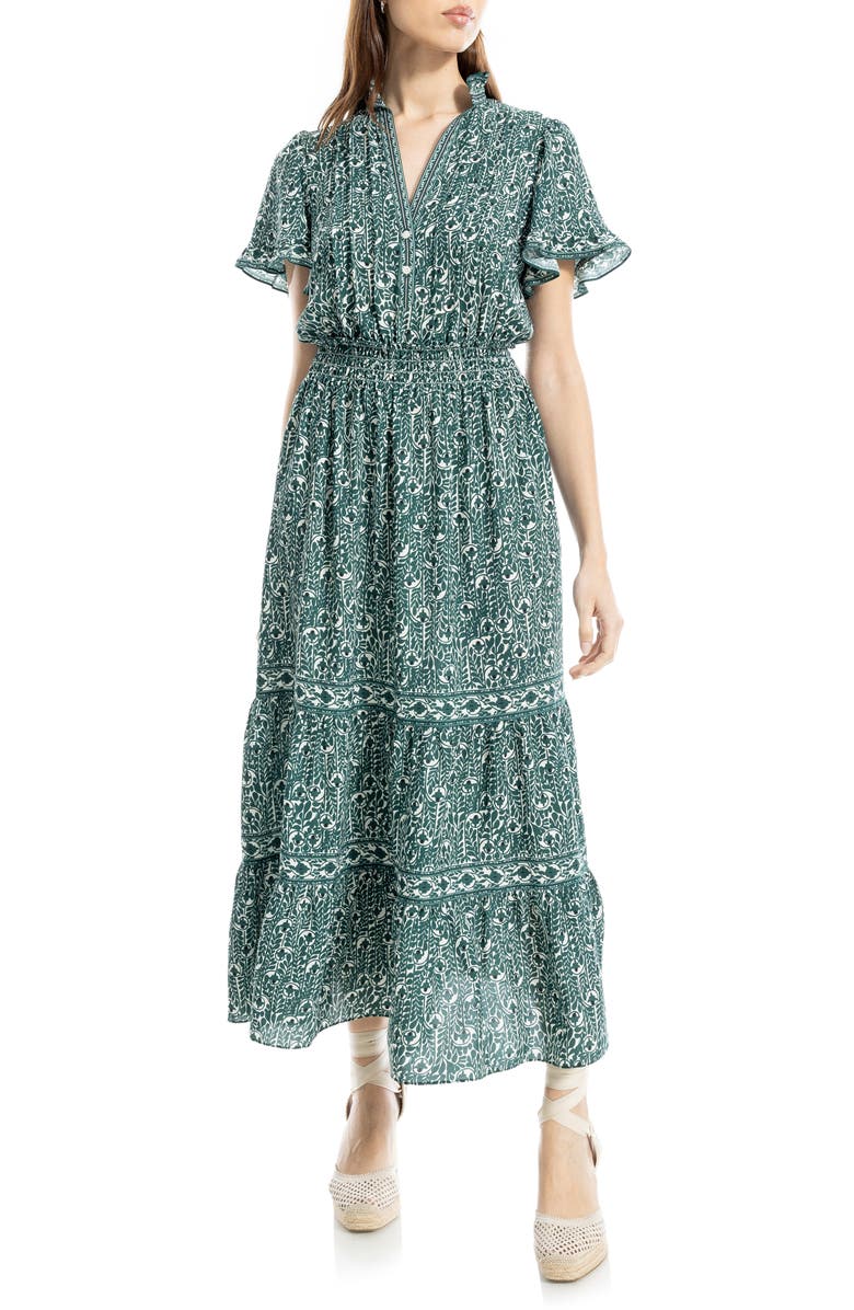 MAX STUDIO Smocked Flutter Sleeve Maxi Dress | Nordstromrack