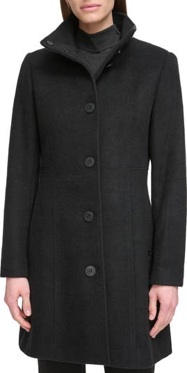 Calvin Klein Stand Collar Felted Coat | Nordstromrack