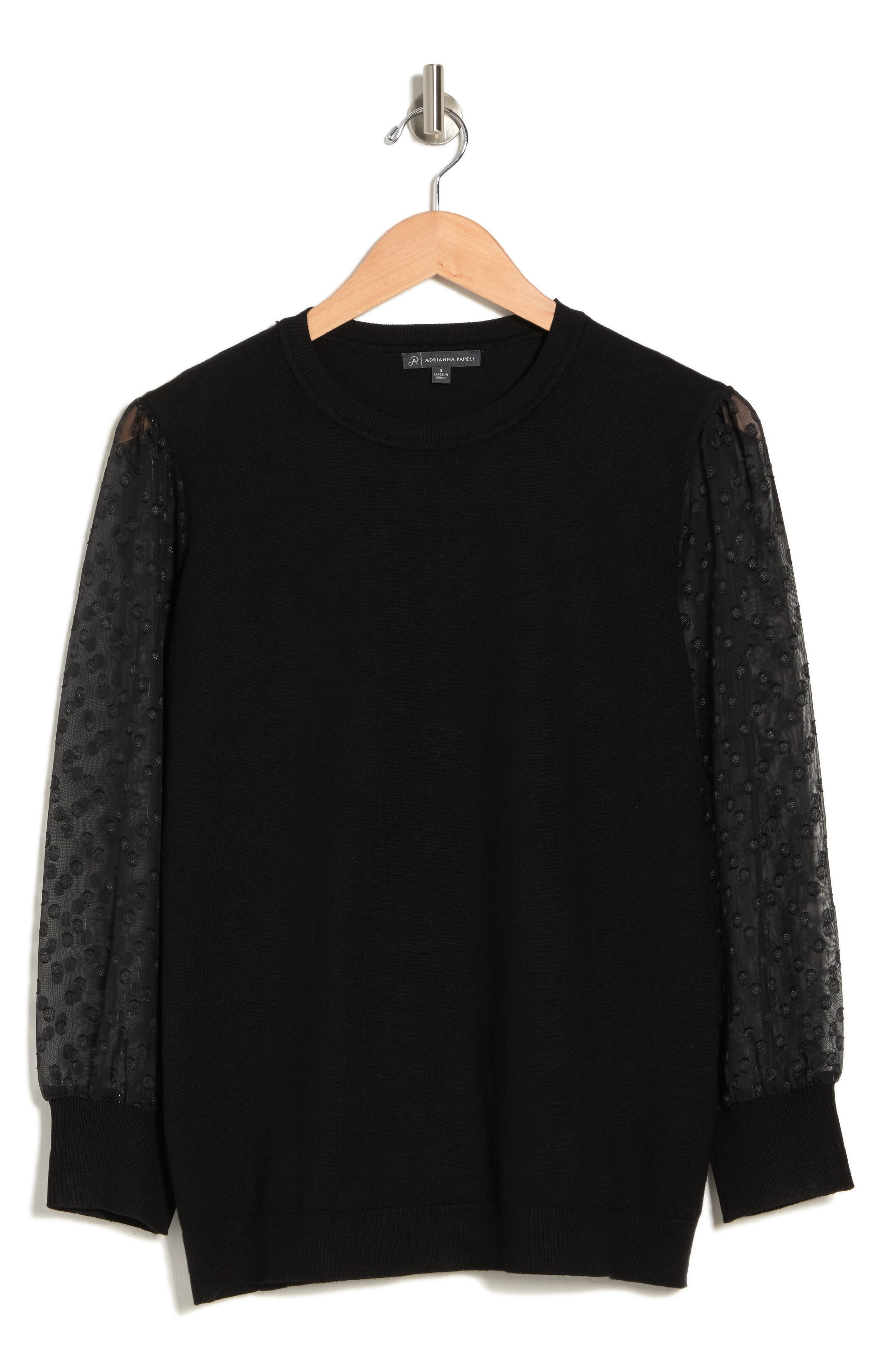 Adrianna Papell Metallic Clip Dot Sleeve Sweater | Nordstromrack