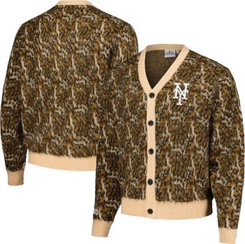 PLEASURES Men's PLEASURES Brown New York Mets Cheetah Cardigan Button ...