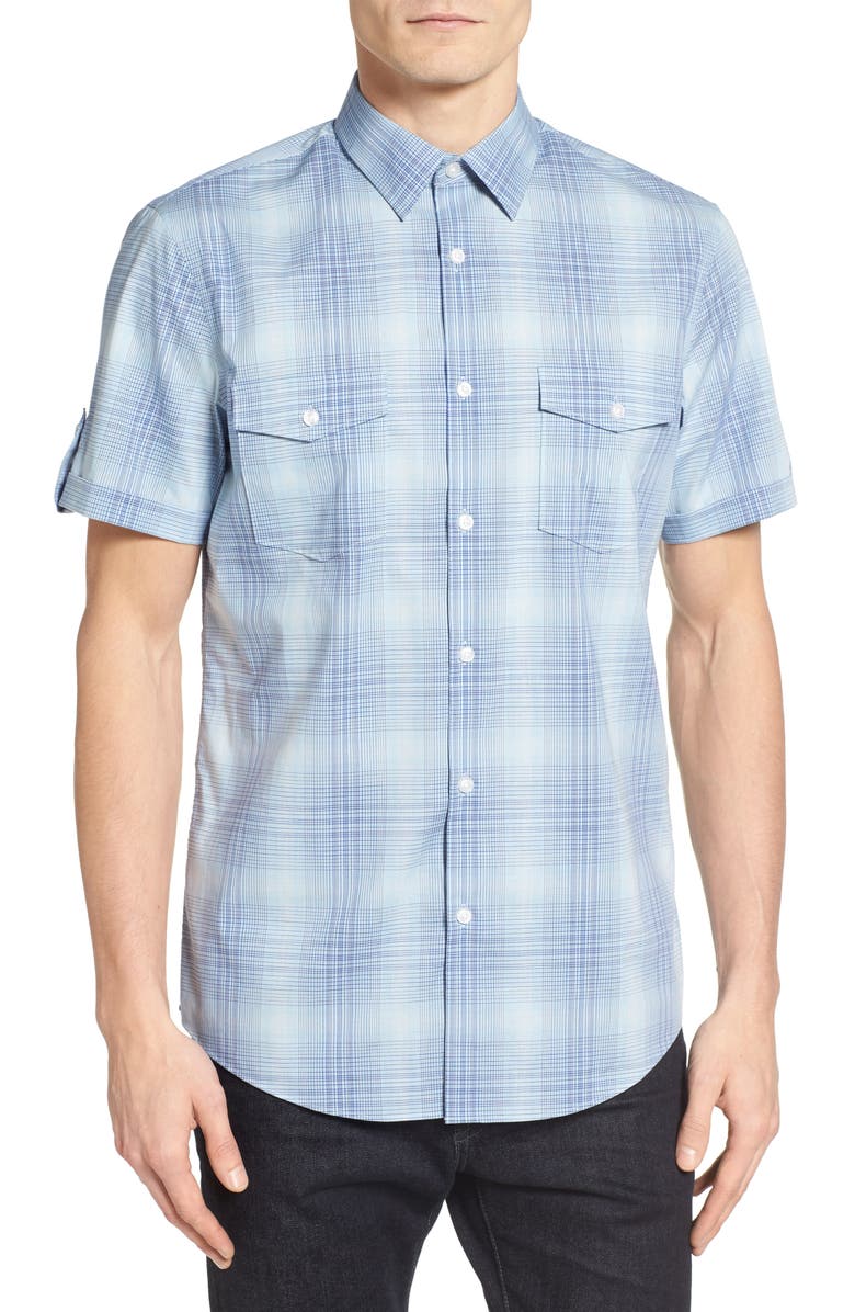 Calibrate Trim Fit Non-Iron Plaid Sport Shirt | Nordstromrack