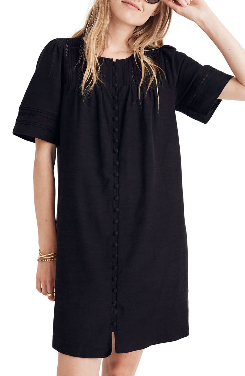 Madewell Button Front Pleated Shift Dress | Nordstromrack