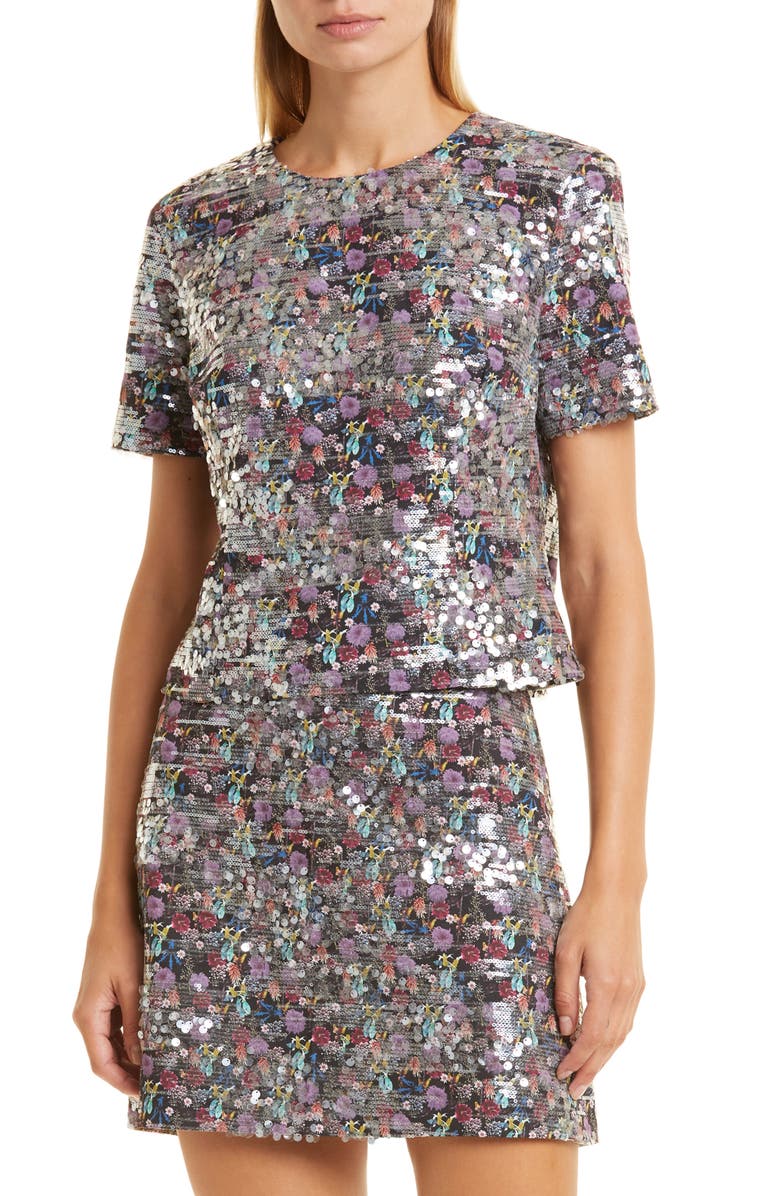 Club Monaco Floral Sequin Top | Nordstromrack