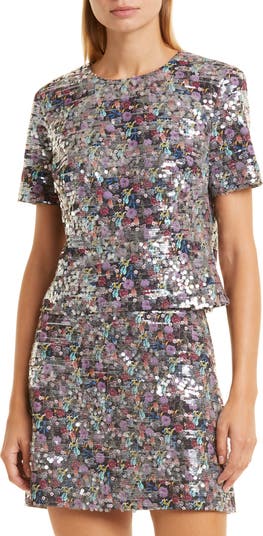Club Monaco Floral Sequin Top | Nordstromrack