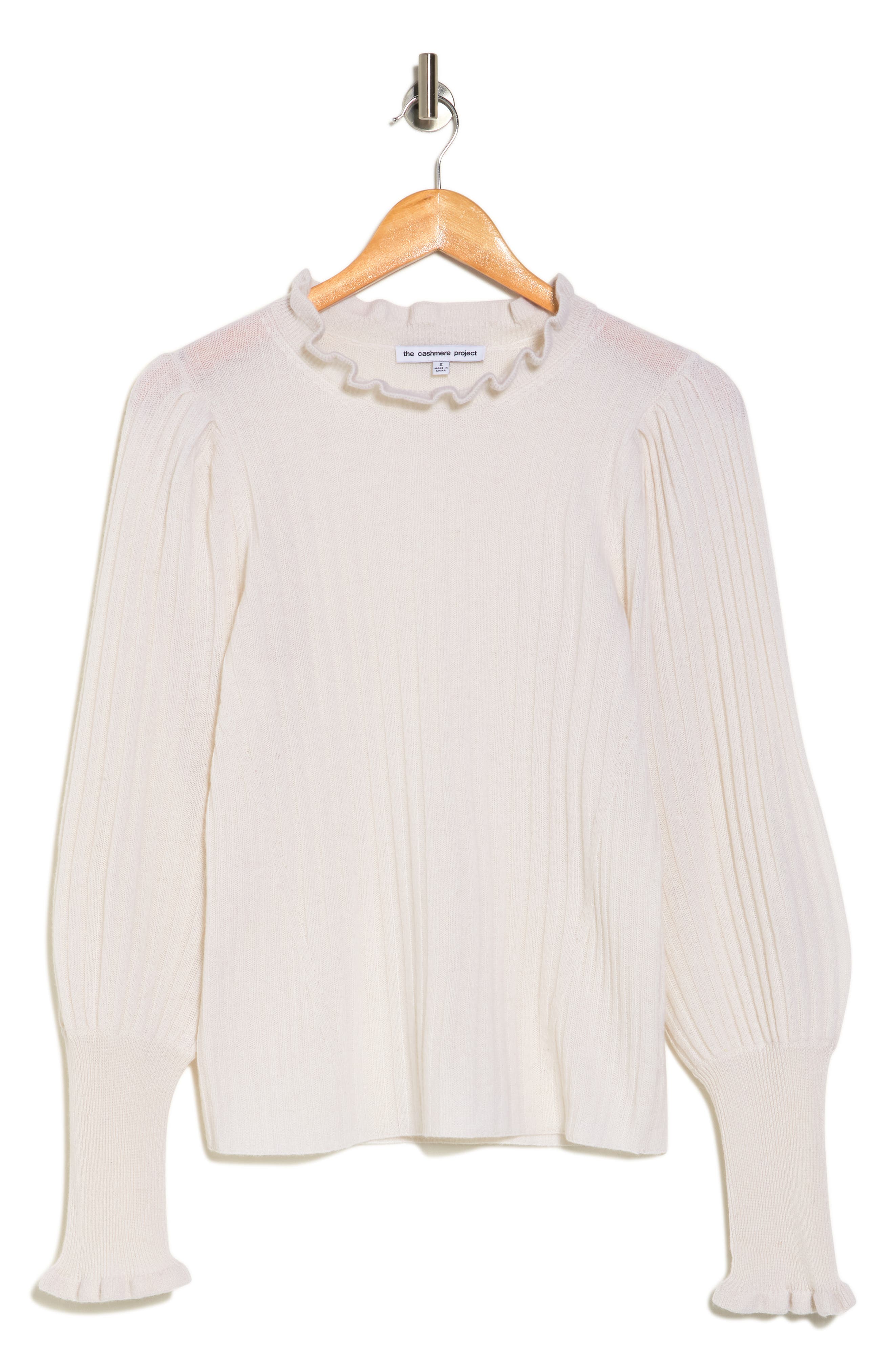 THE CASHMERE PROJECT Ruffle Balloon Sleeve Cashmere Sweater | Nordstromrack