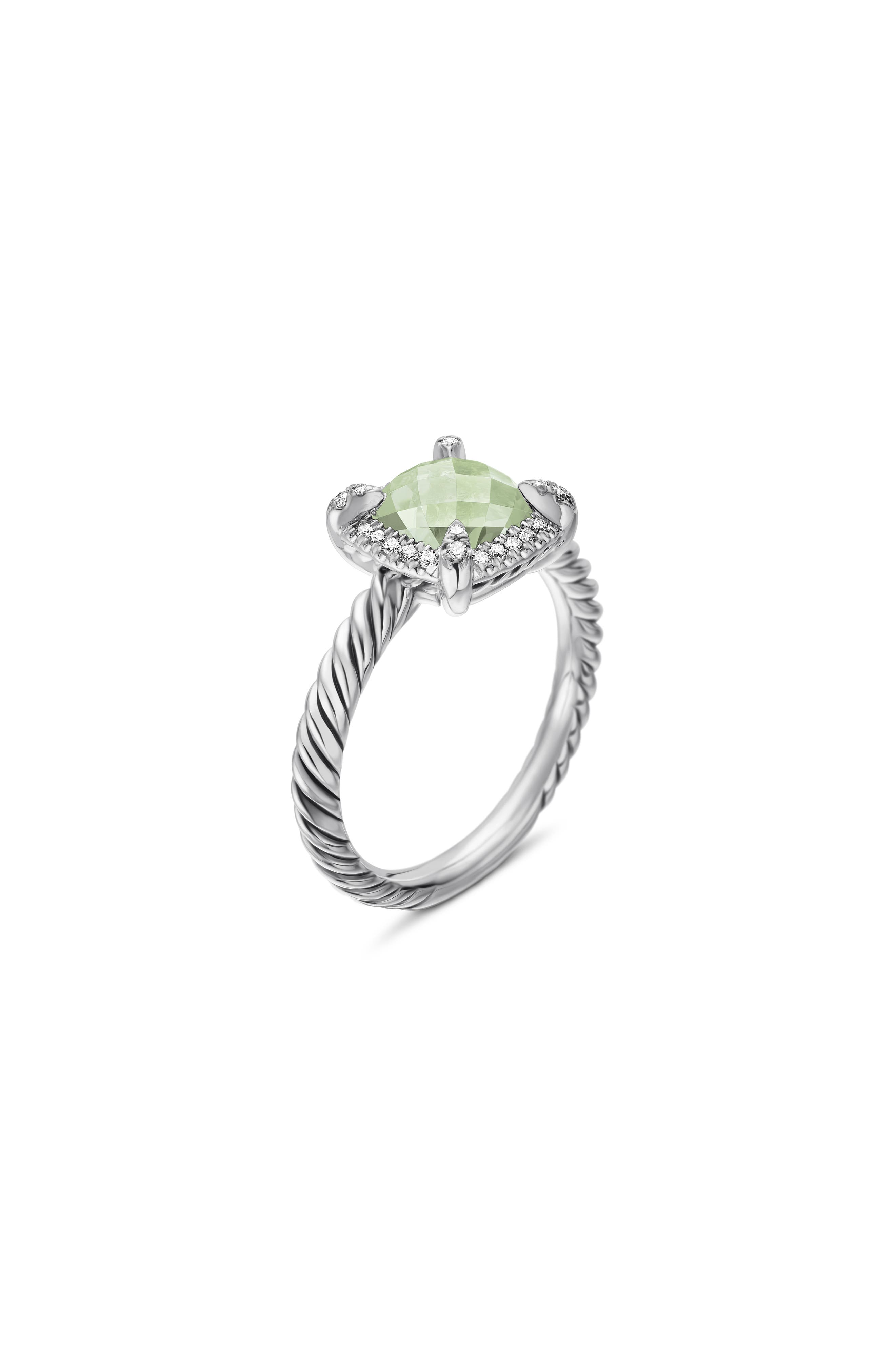Petite Chatelaine® Pavé Bezel Ring with Semiprecious Stone and Diamonds ...