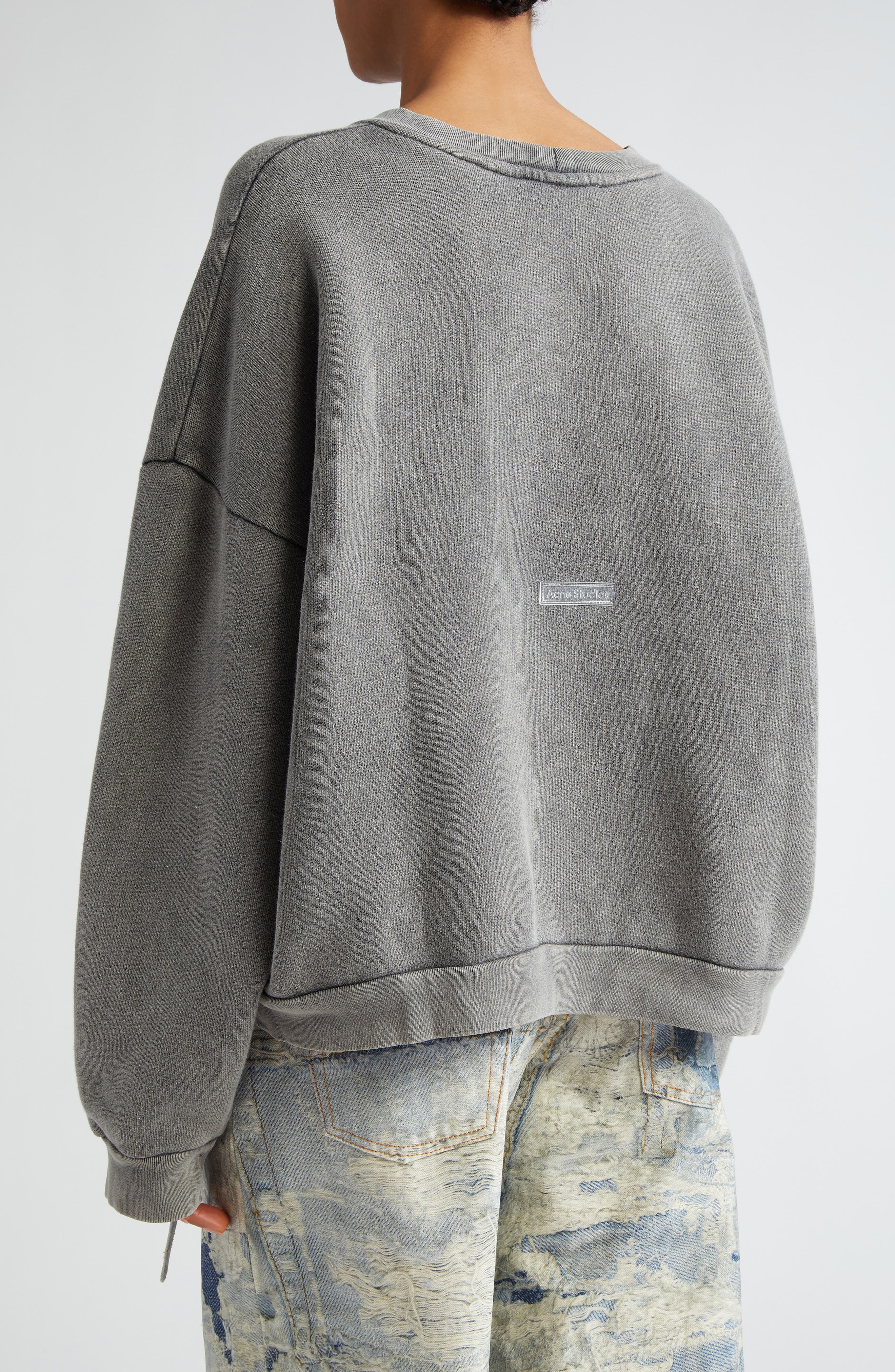 Acne Studios Fester Logo Patch Oversize Cotton Sweatshirt | Nordstrom