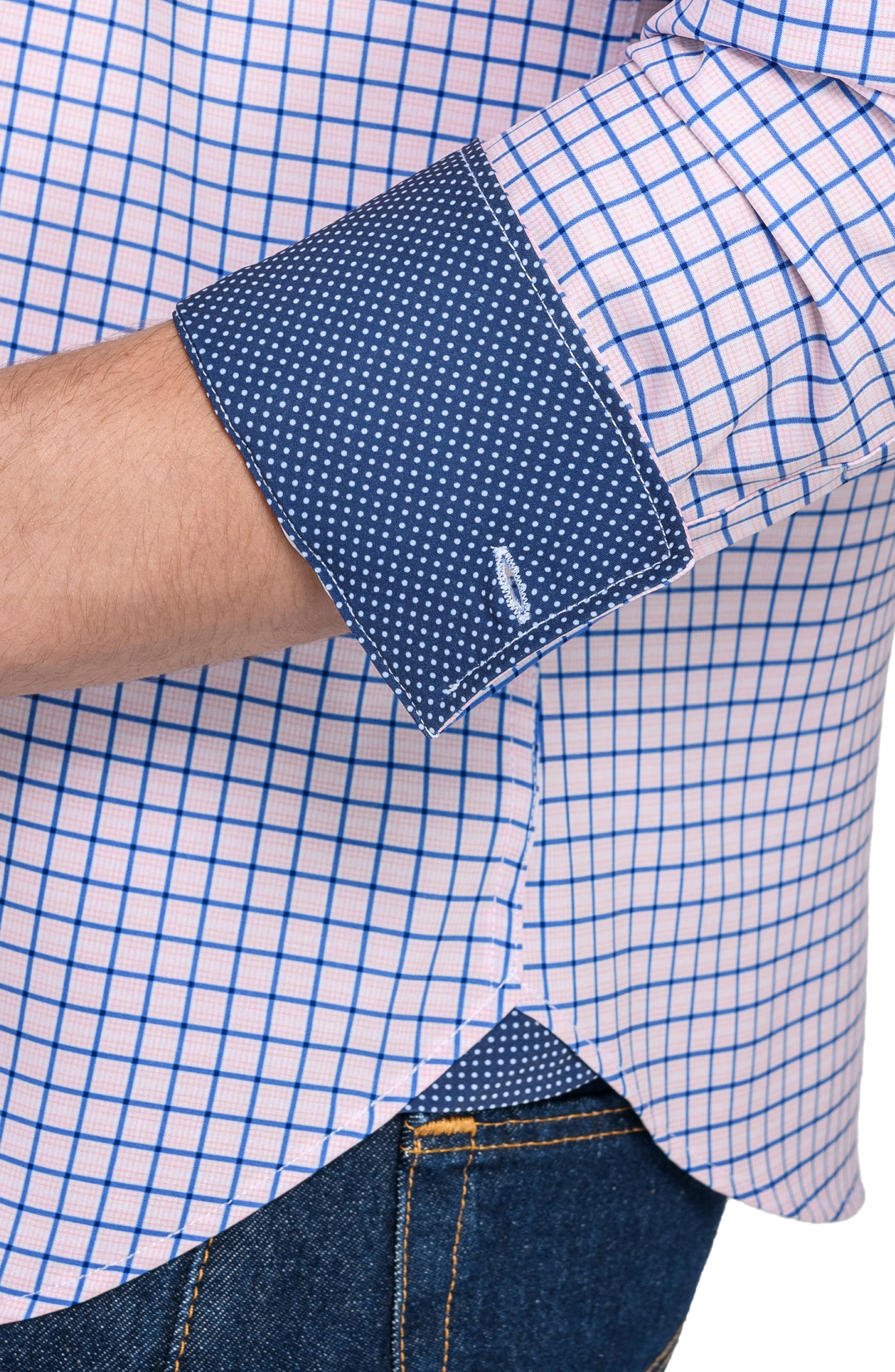 CONSTRUCT Grid Print Stretch Dress Shirt | Nordstromrack