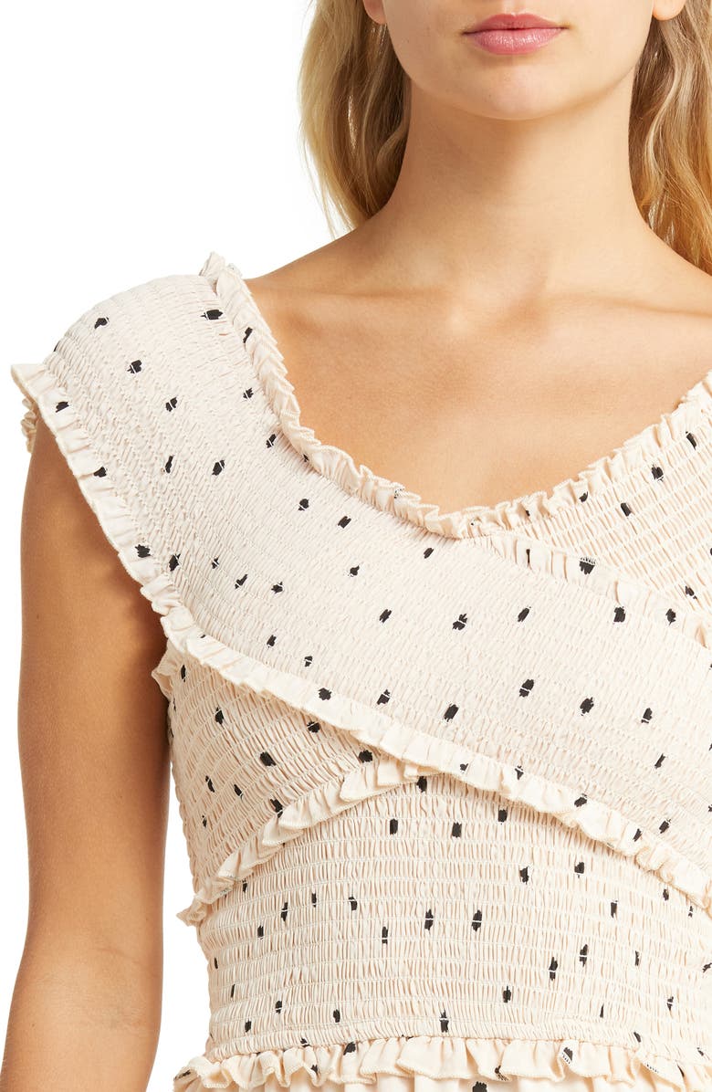 MELLODAY Dot Crossover Smocked Dress | Nordstromrack
