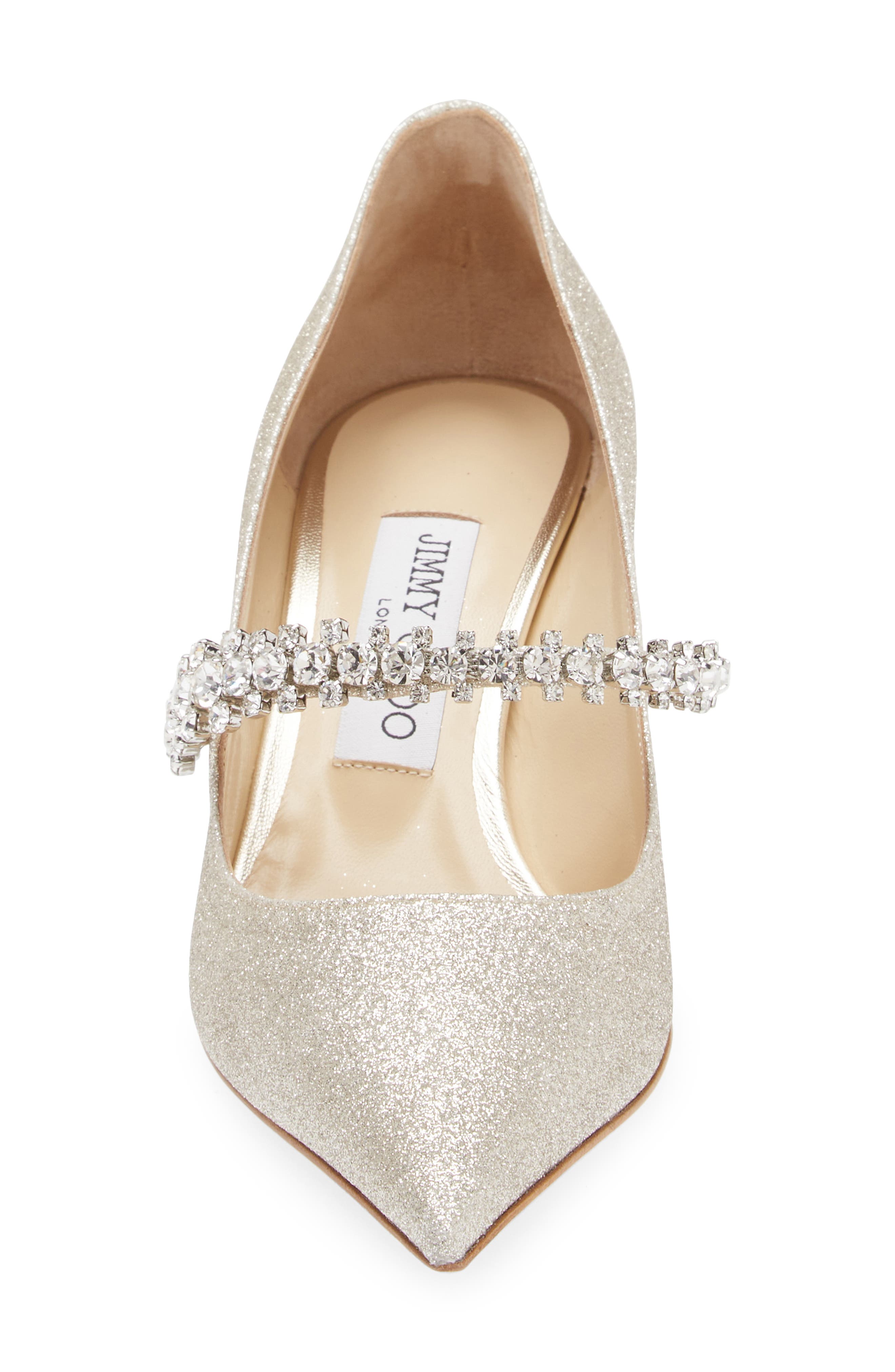 Jimmy Choo Bing Crystal Embellished Pointed Toe Glitter Mary Jane Pump ...