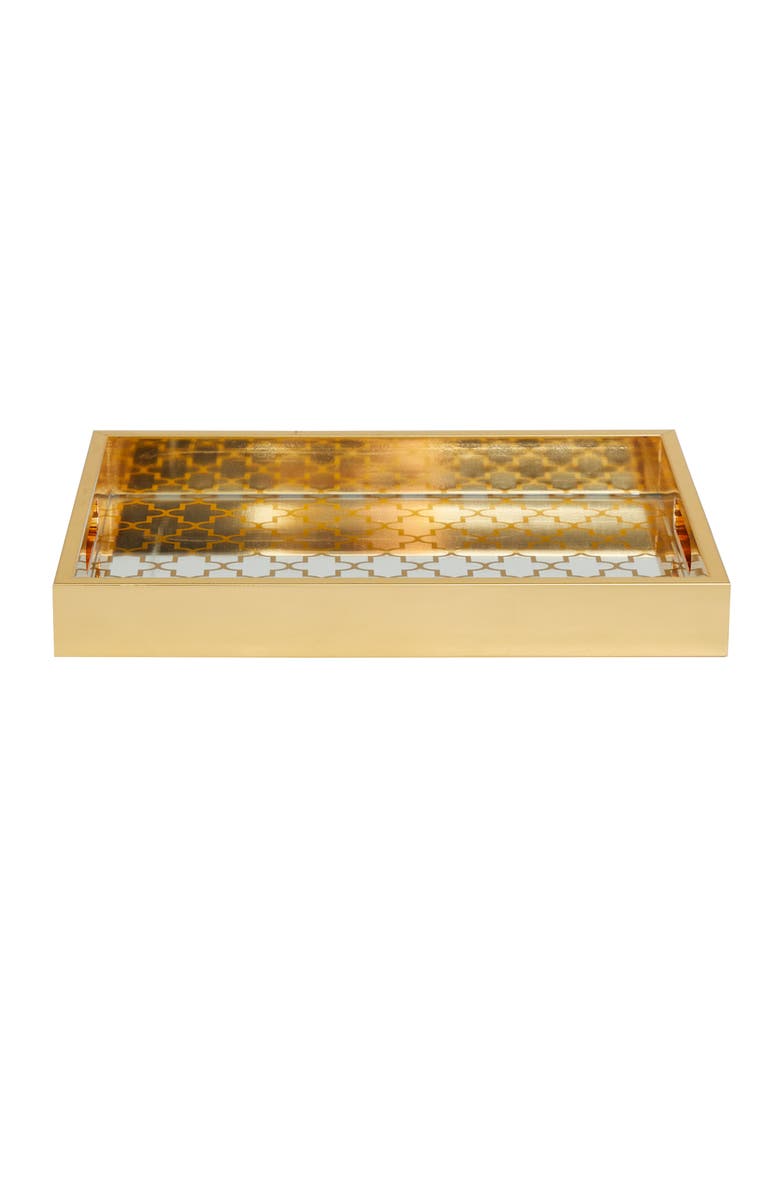 VIVIAN LUNE HOME Gold Plastic Mirrored Geometric Tray - Set of 2 ...