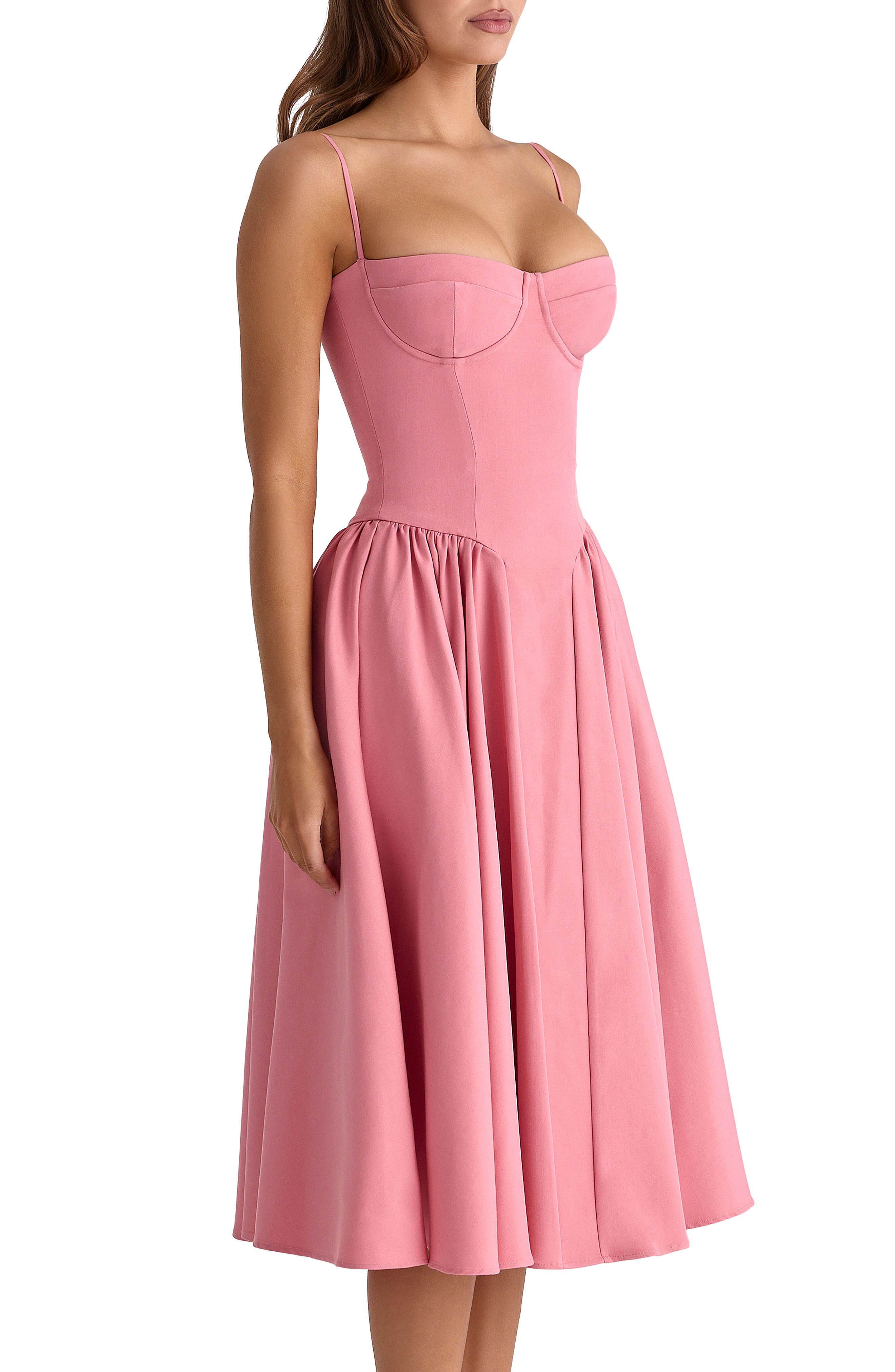 HOUSE OF CB Samaria Corset Fit & Flare Midi Cocktail Dress | Nordstrom