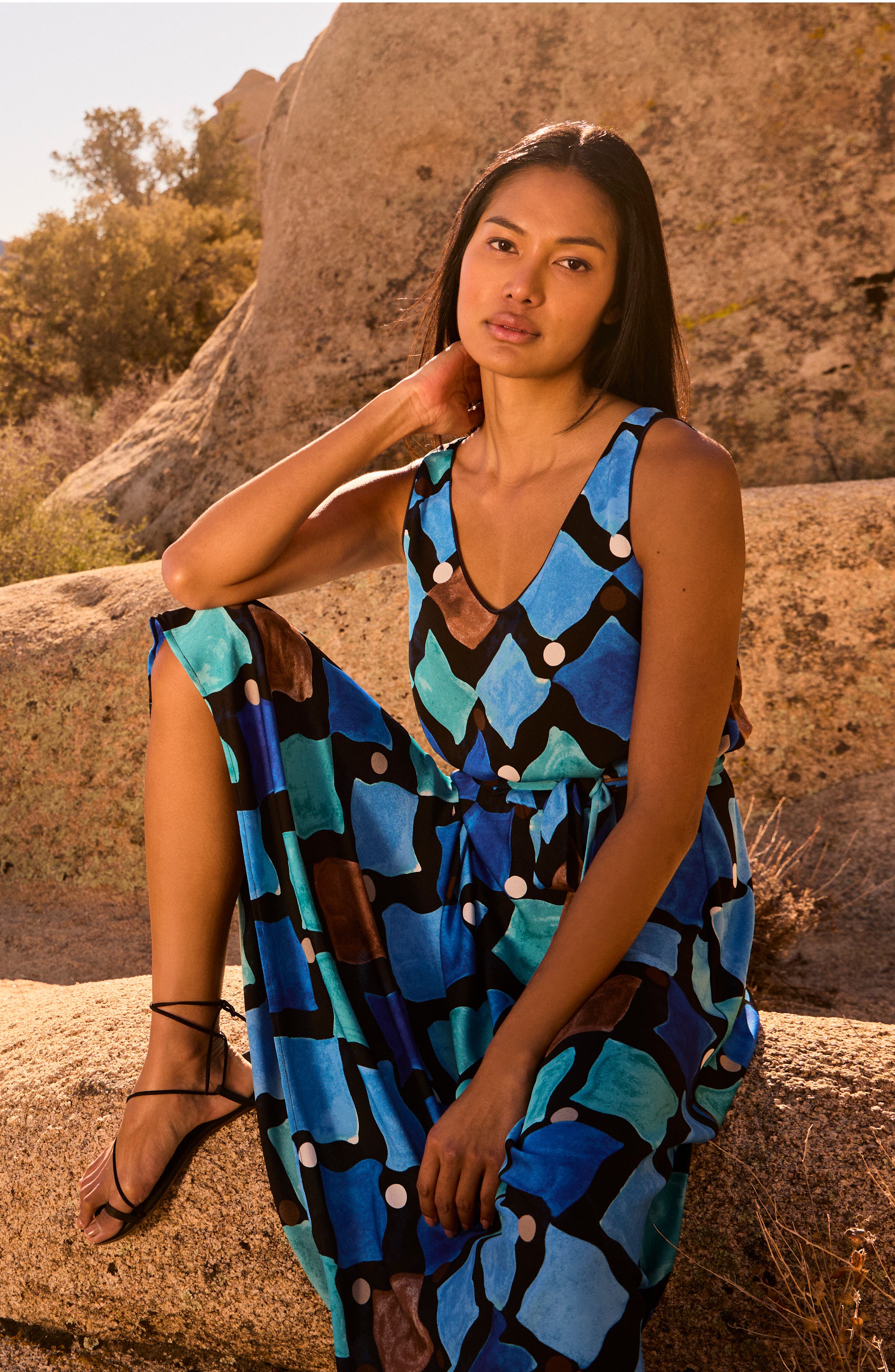 NIC+ZOE Bianca Sea Glass Sleeveless Maxi Dress | Nordstromrack