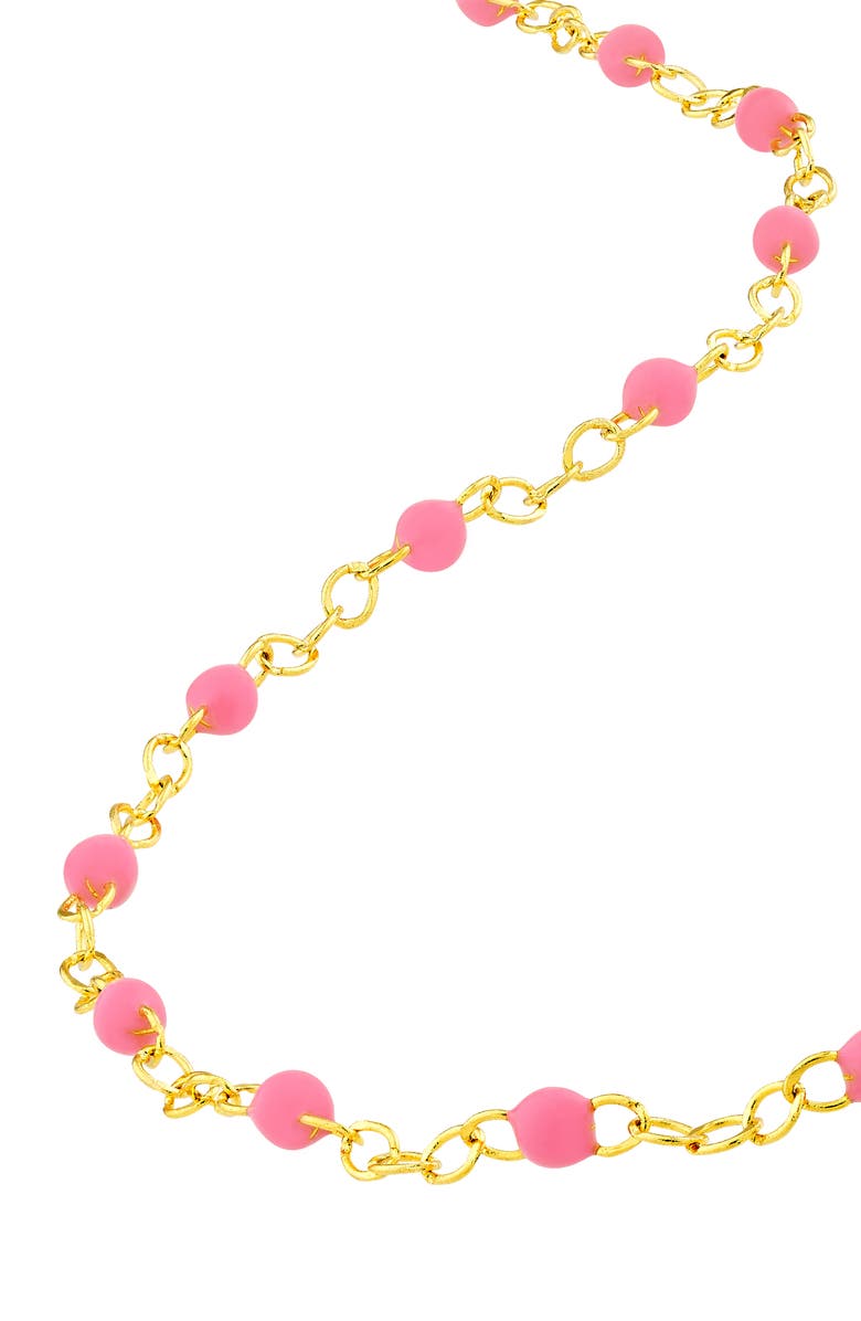 HAWLEY ST 14K Gold Pink Enamel Station Necklace | Nordstromrack