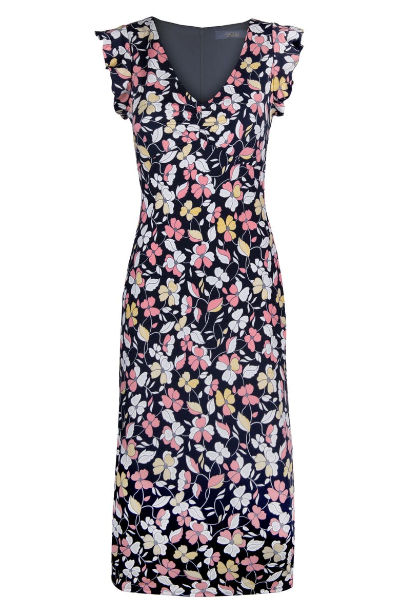 RACHEL Rachel Roy Floral Flutter Sleeve Midi Dress | Nordstromrack