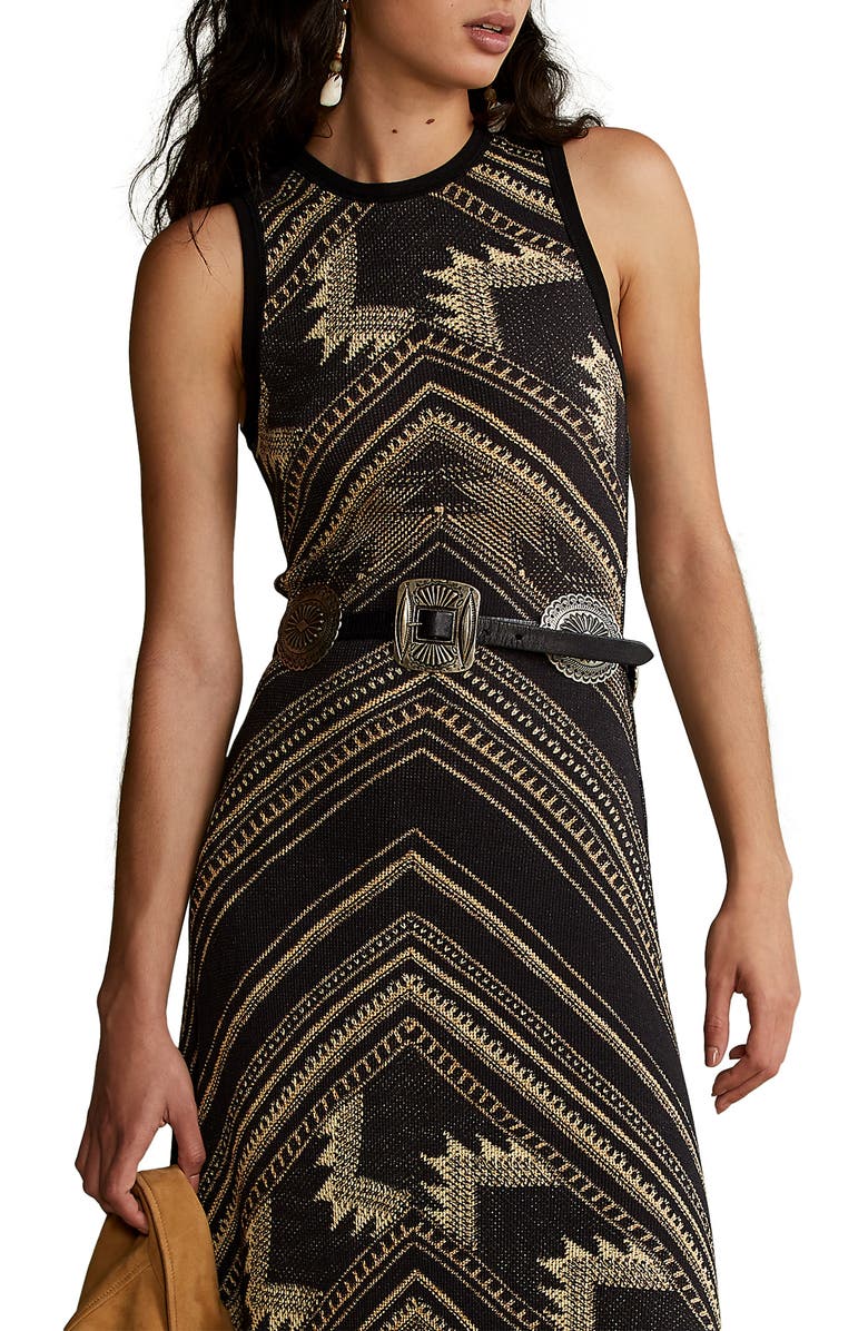 Polo Ralph Lauren Textured Chevron Print Cotton Blend Midi Dress ...