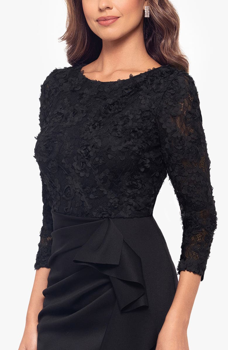 Xscape Evenings Ruffle Floral Appliqué Sheath Cocktail Dress ...