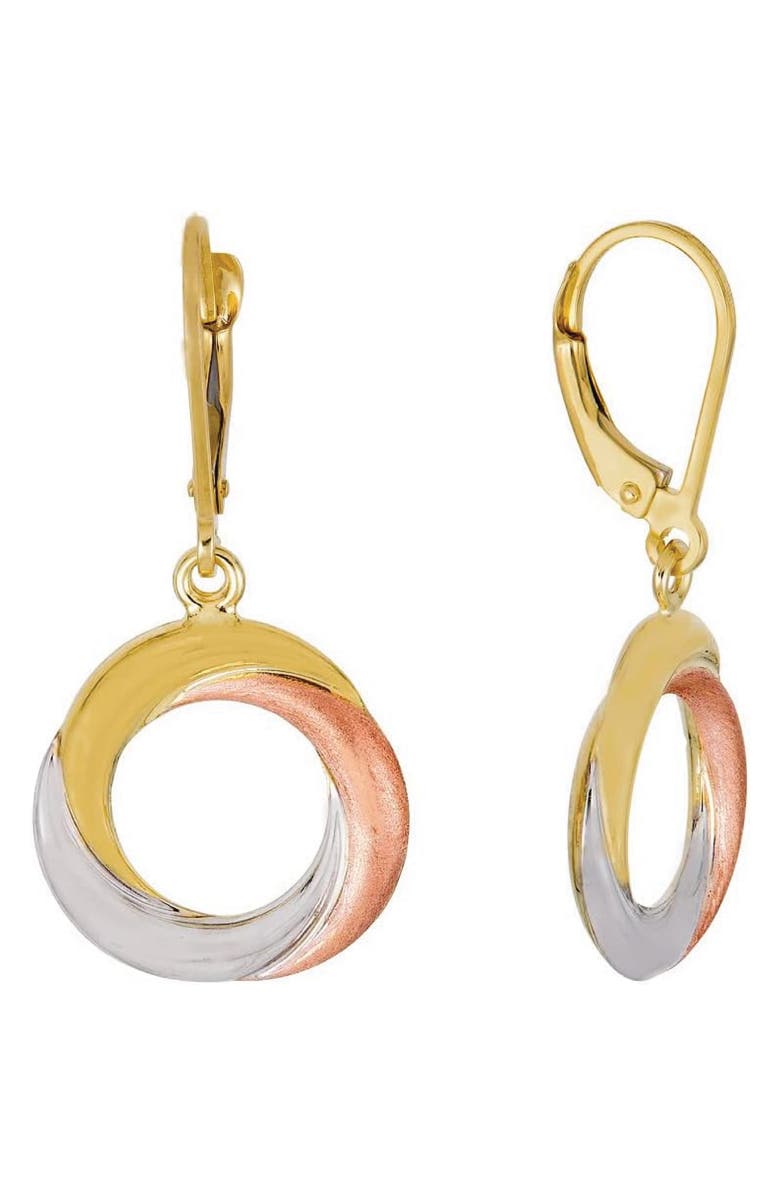 BEST SILVER Tri-Tone 14K Gold Circle Drop Earrings | Nordstromrack