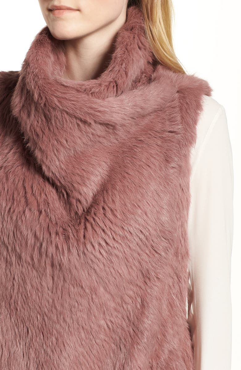 Love Token Long Drape Genuine Rabbit Fur Vest | Nordstrom
