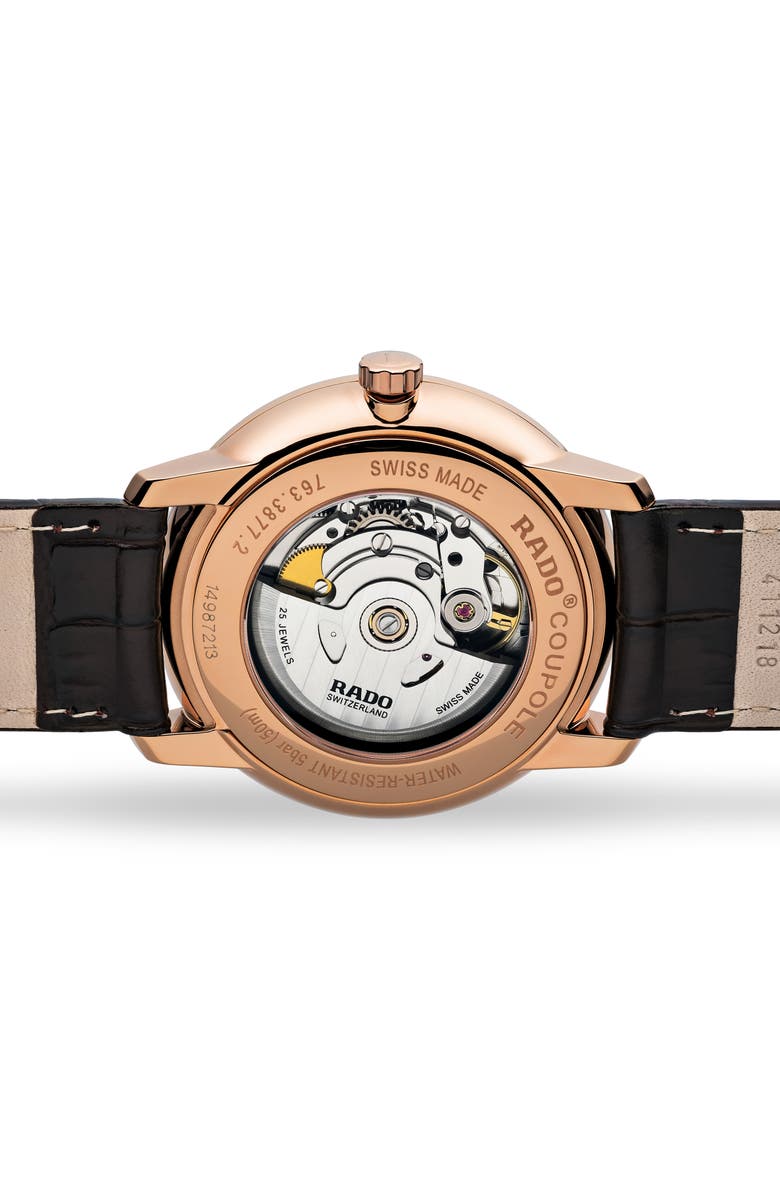 RADO Coupole Classic Automatic Leather Strap Watch, 41mm | Nordstromrack