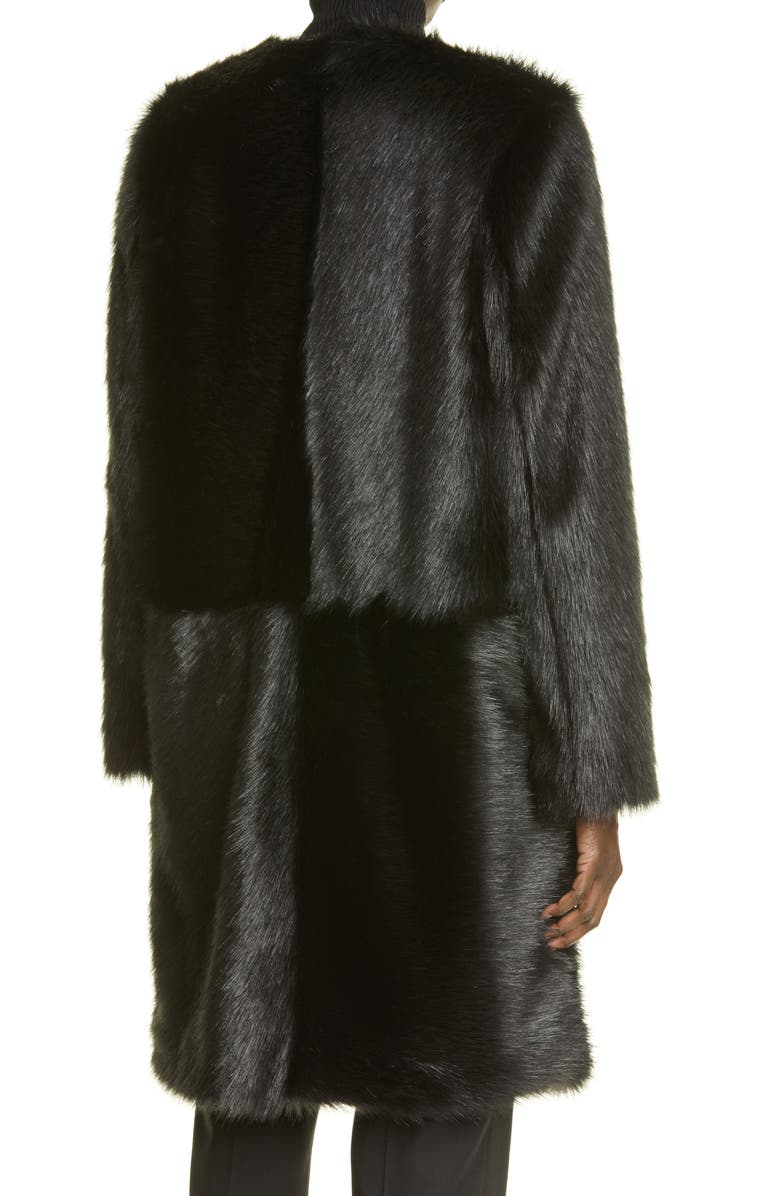 St. John Collection Leather Trim Faux Fur Coat | Nordstromrack