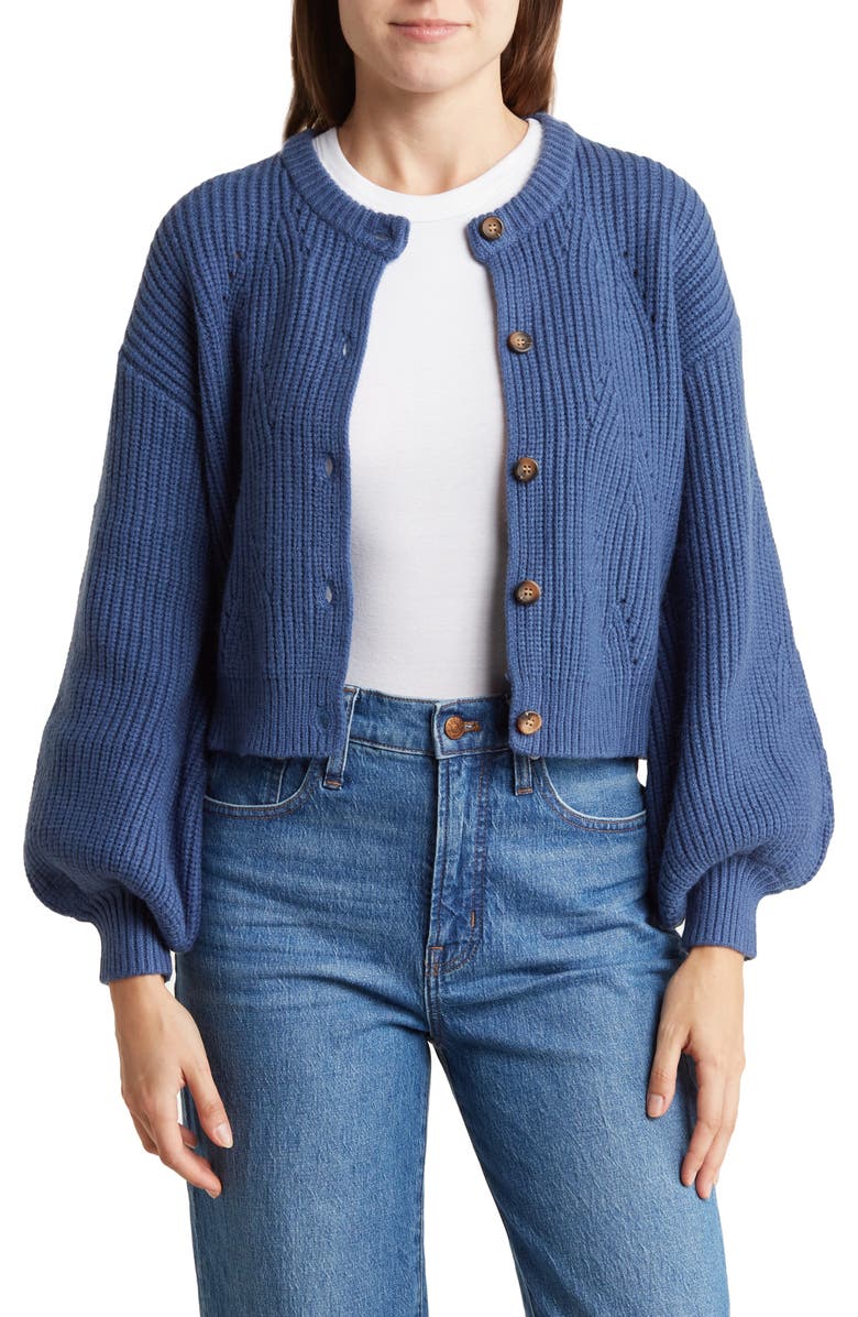 Maisie Balloon Sleeve Button Front Sweater | Nordstromrack